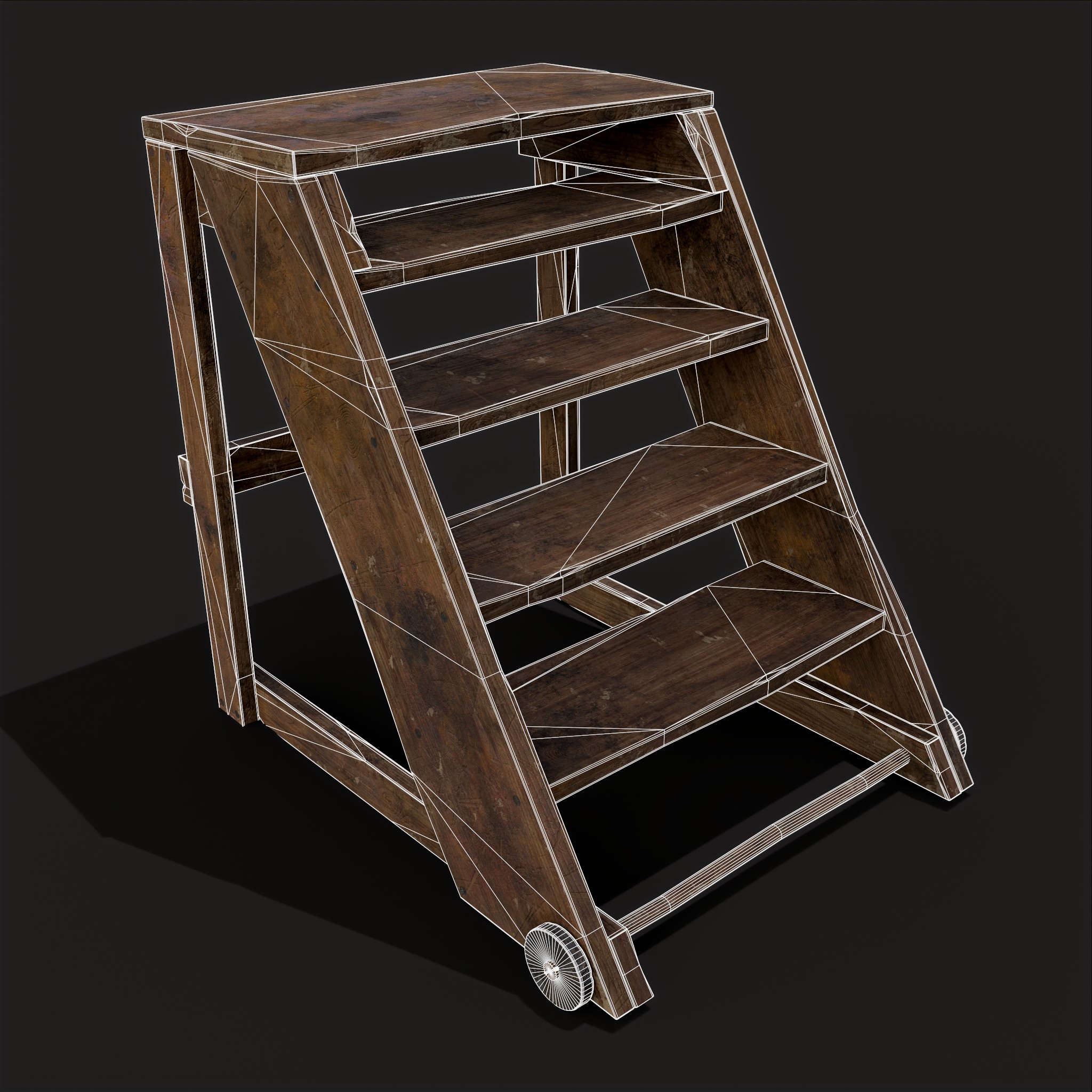 Medieval Five Step Ladder With Wheels - 3D Model by Get Dead Entertainment