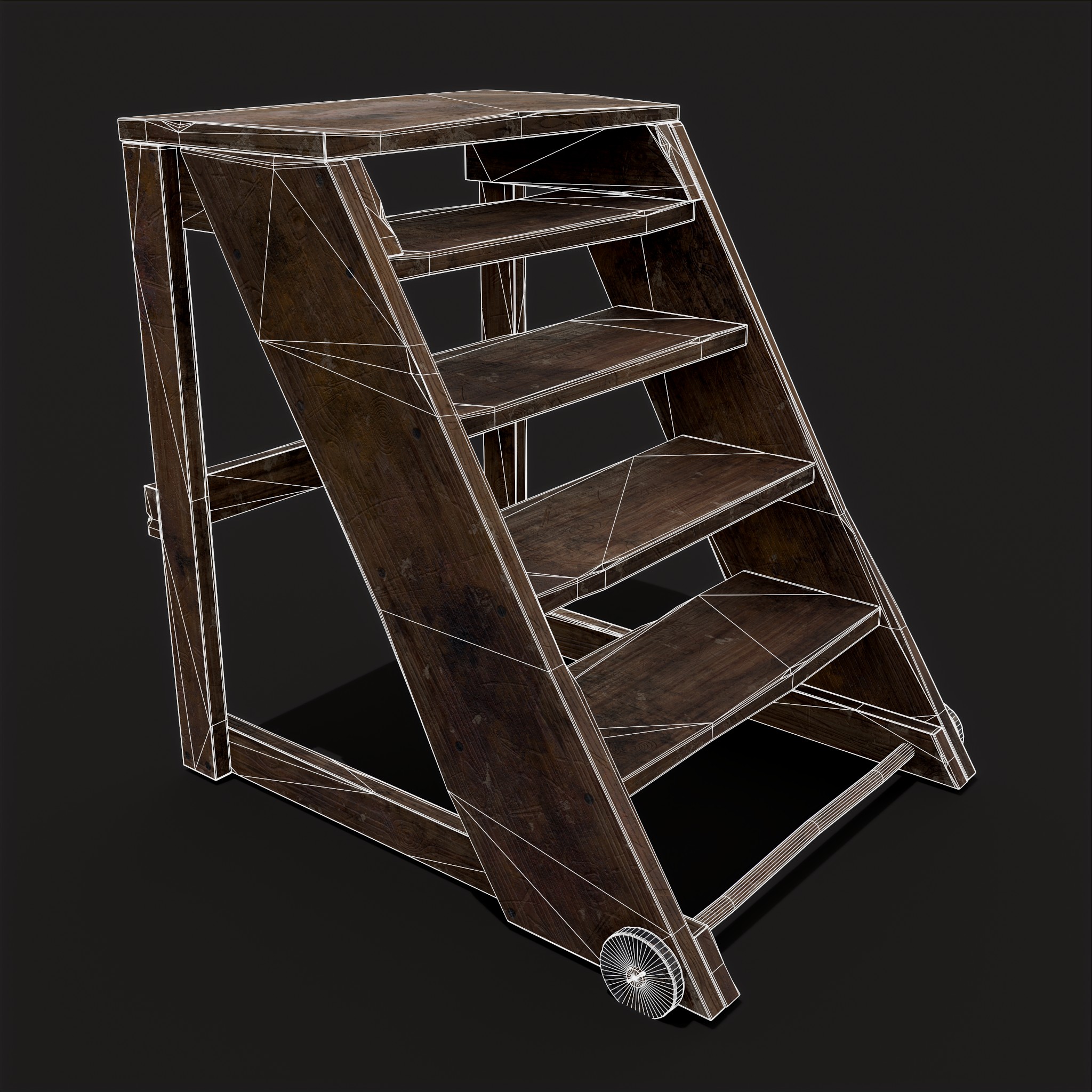 Medieval Five Step Ladder With Wheels - 3D Model by Get Dead Entertainment