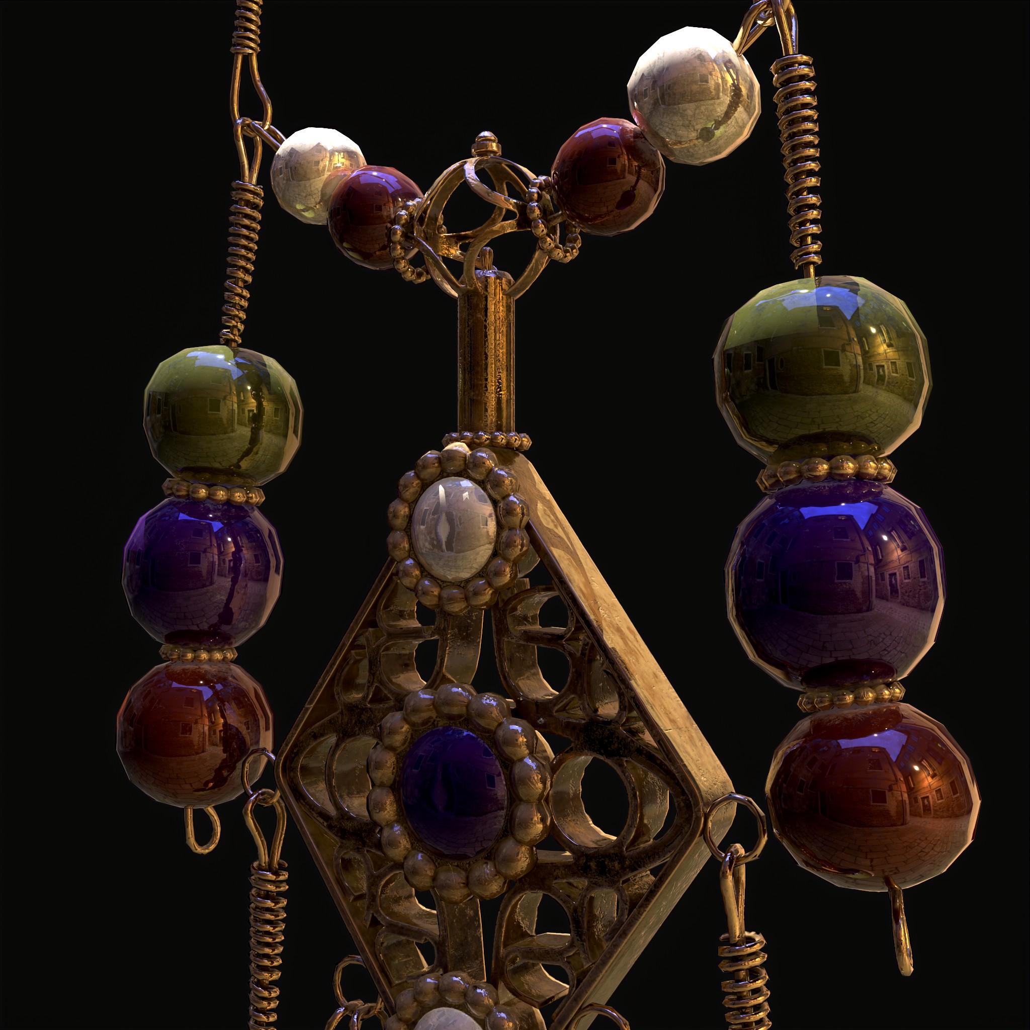 Medieval Hanging Bead Tassel Earrings - 3D Model by Get Dead Entertainment