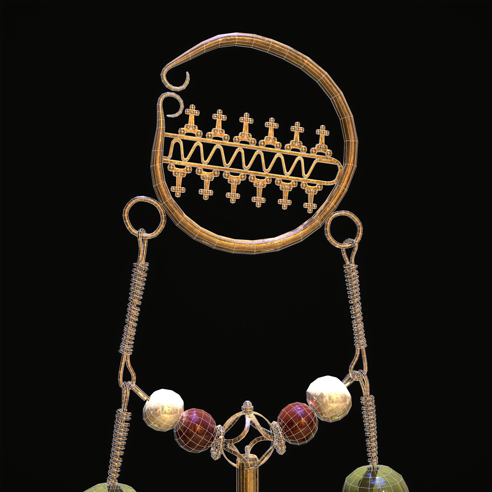 Medieval Hanging Bead Tassel Earrings - 3D Model by Get Dead Entertainment