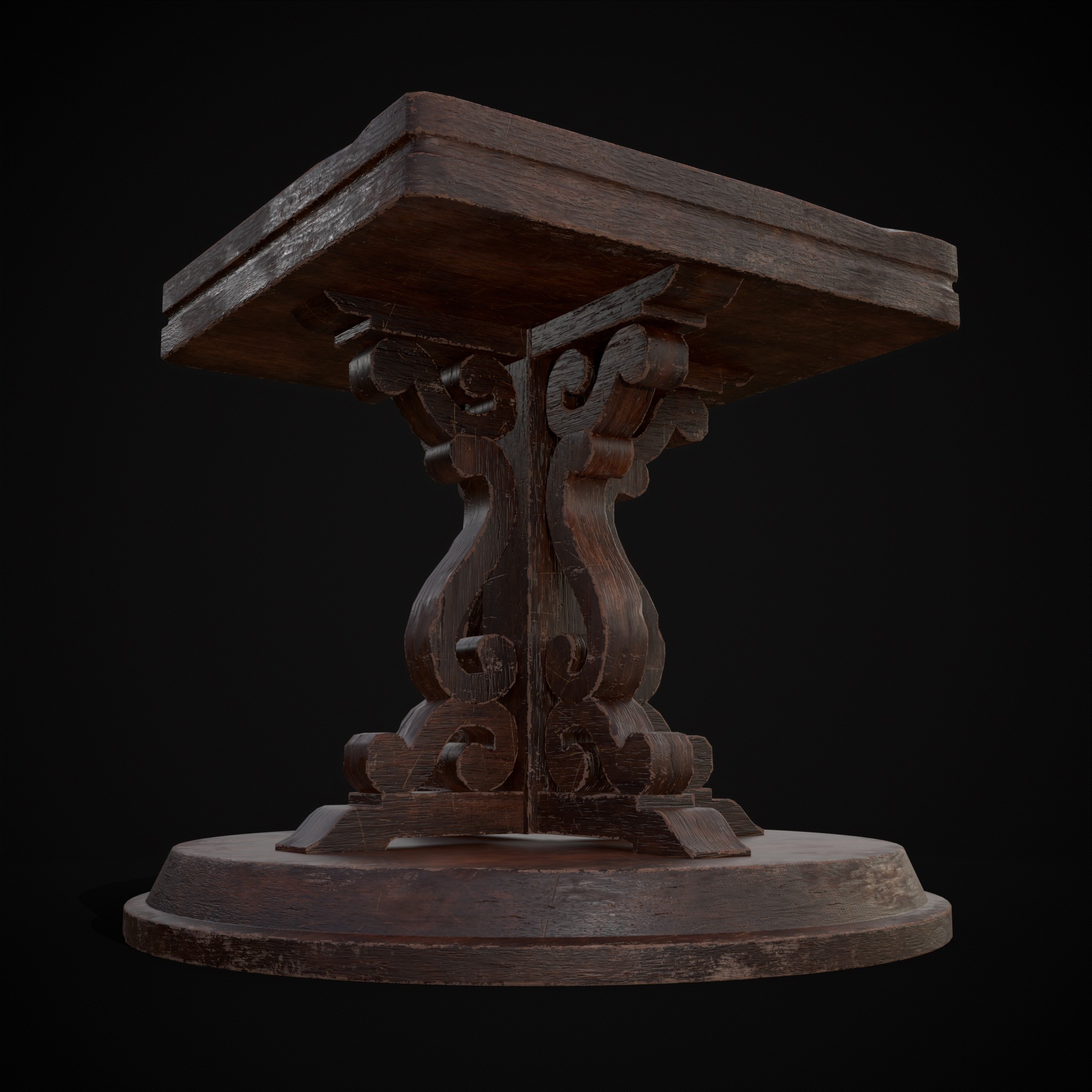 Medieval Mahogany Antique Square Table - 3D Model by Get Dead Entertainment