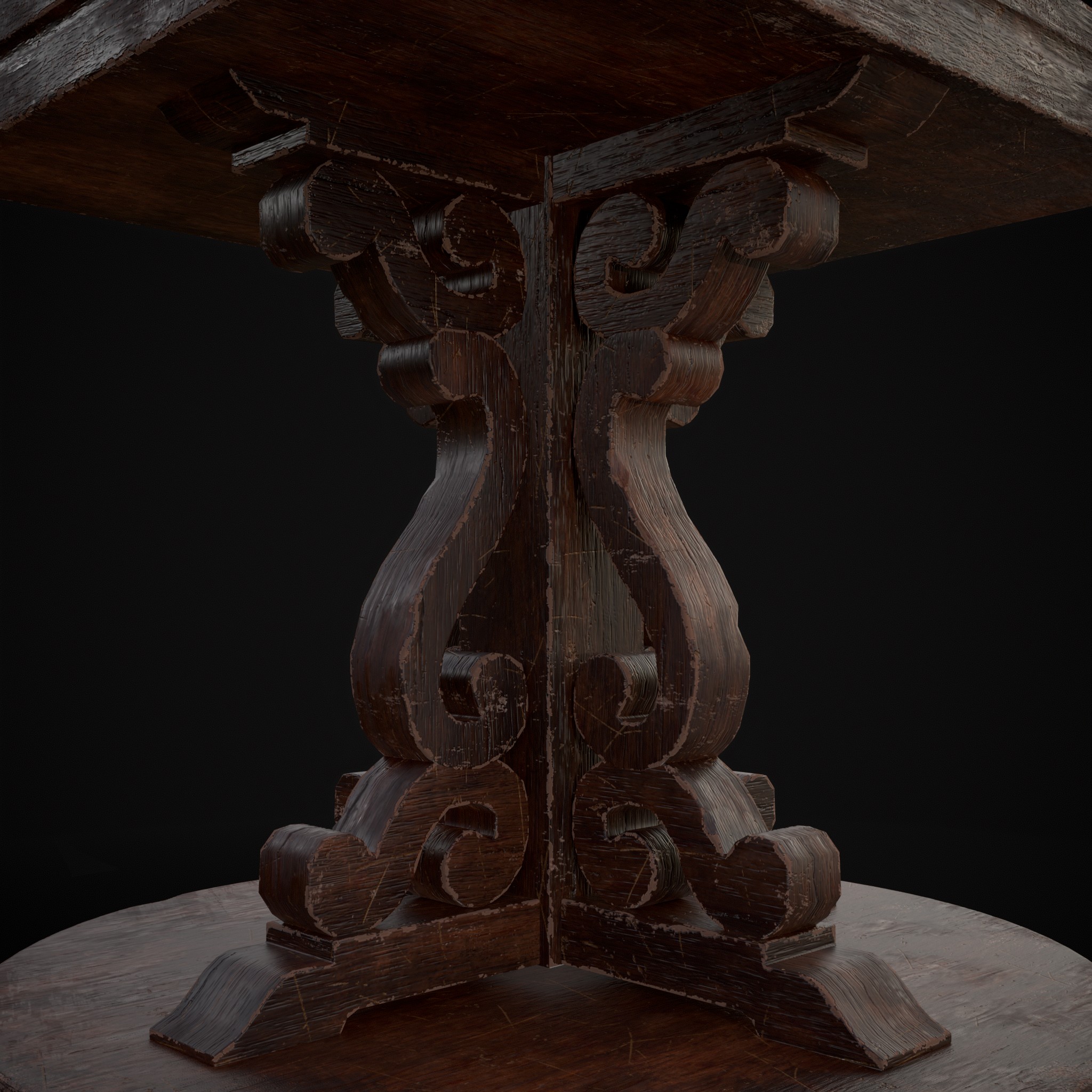 Medieval Mahogany Antique Square Table - 3D Model by Get Dead Entertainment