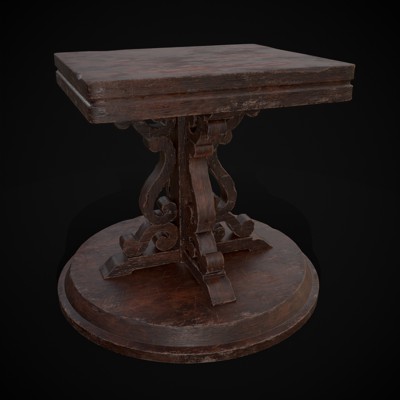 Medieval Mahogany Antique Square Table - 3D Model by Get Dead Entertainment
