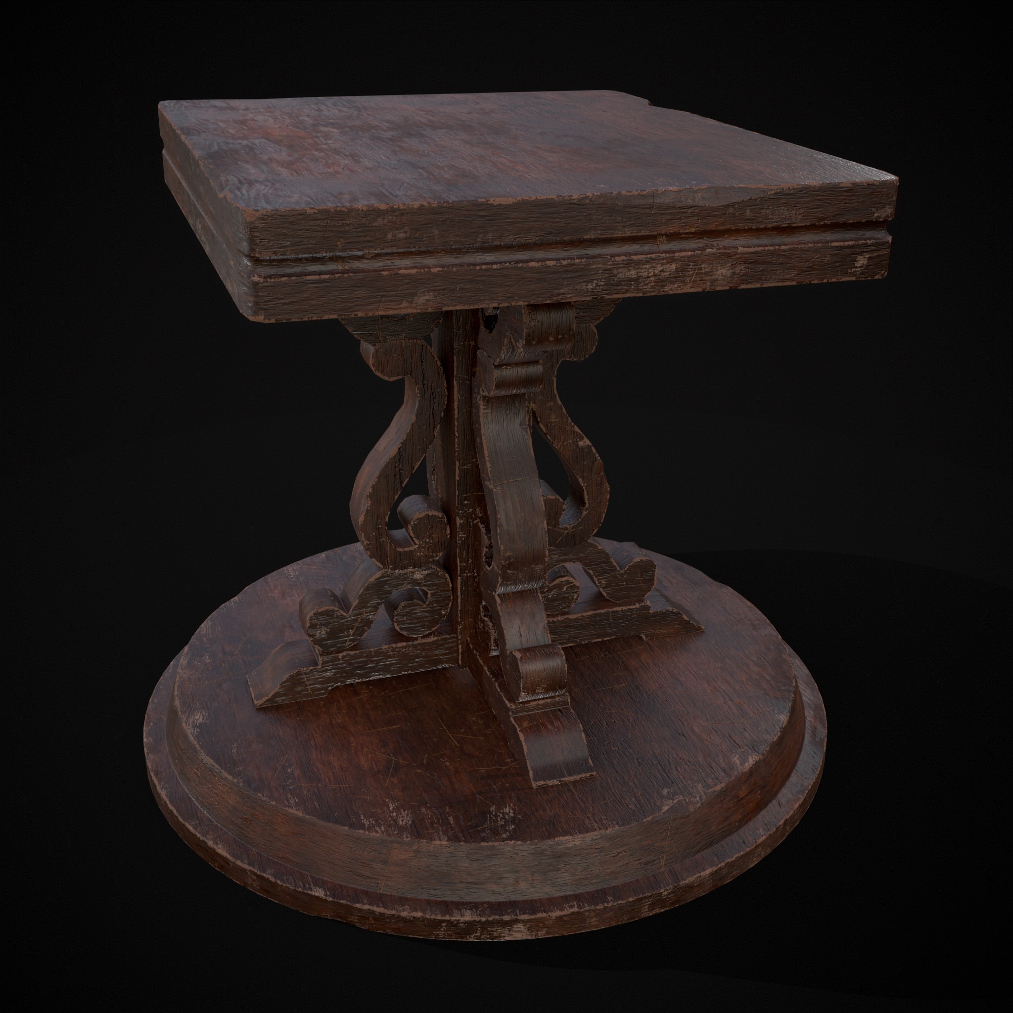 Medieval Mahogany Antique Square Table - 3D Model by Get Dead Entertainment
