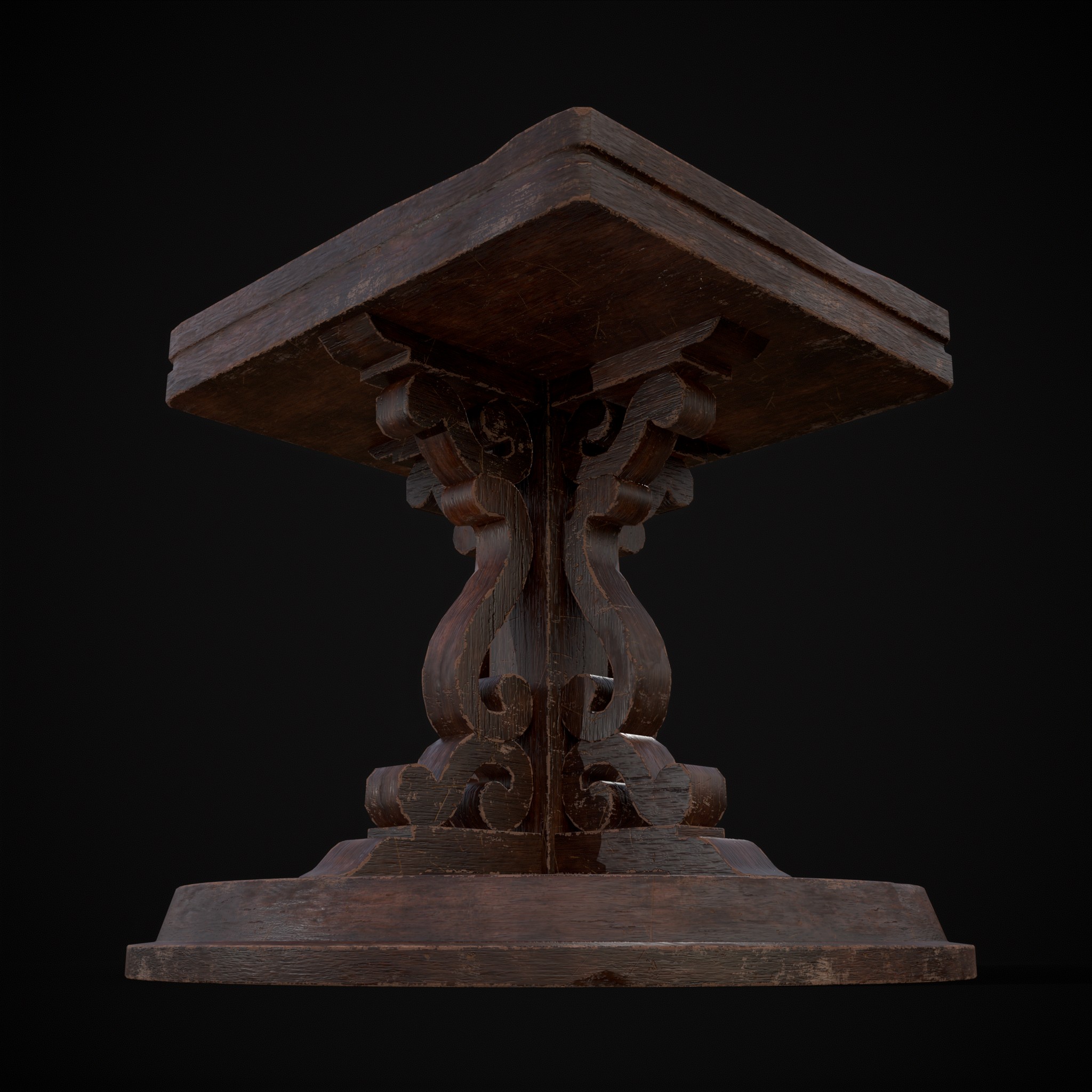 Medieval Mahogany Antique Square Table - 3D Model by Get Dead Entertainment