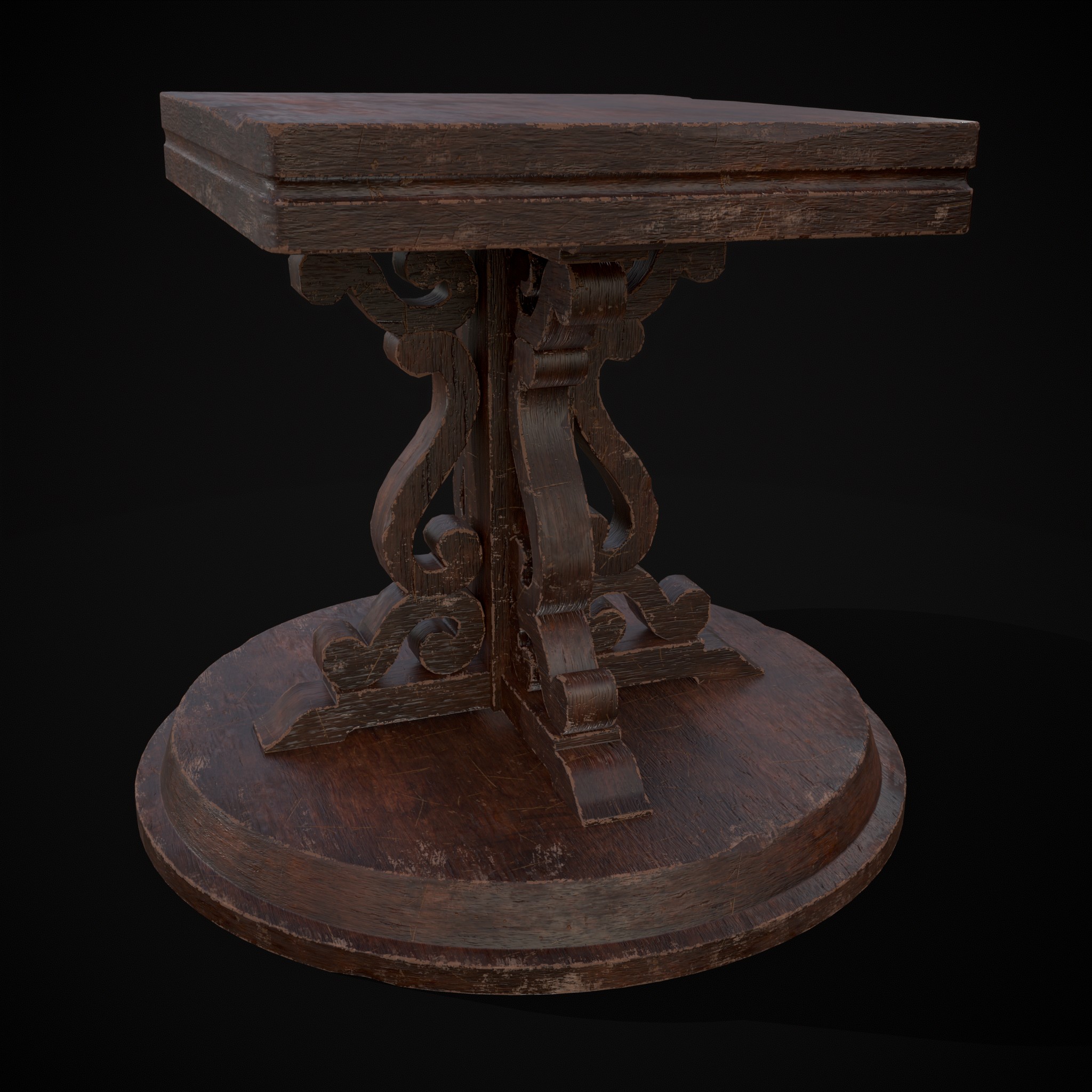 Medieval Mahogany Antique Square Table - 3D Model by Get Dead Entertainment