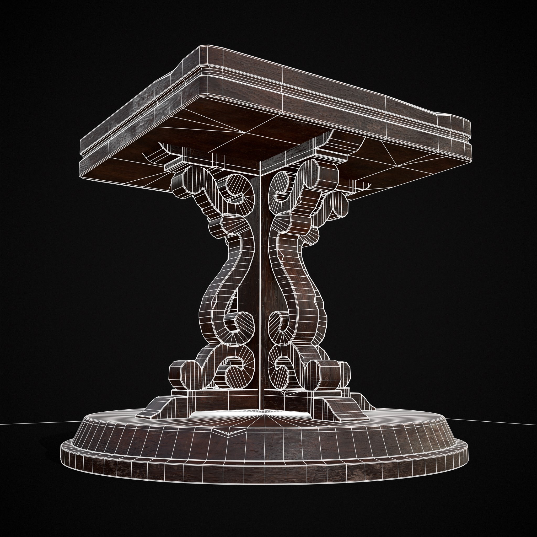 Medieval Mahogany Antique Square Table - 3D Model by Get Dead Entertainment
