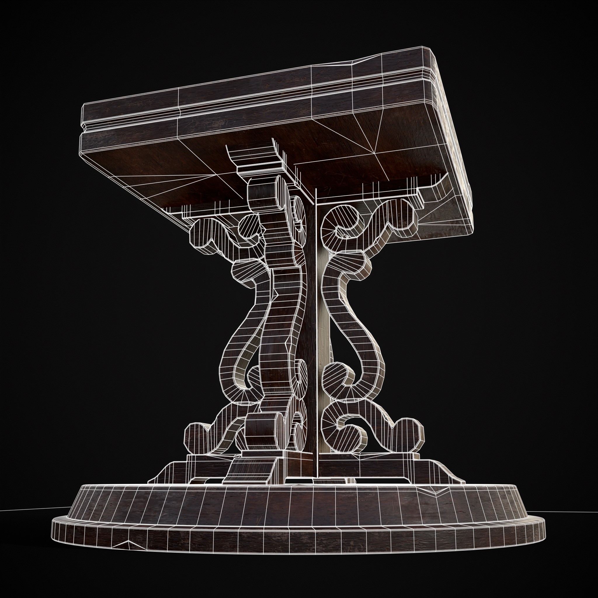 Medieval Mahogany Antique Square Table - 3D Model by Get Dead Entertainment