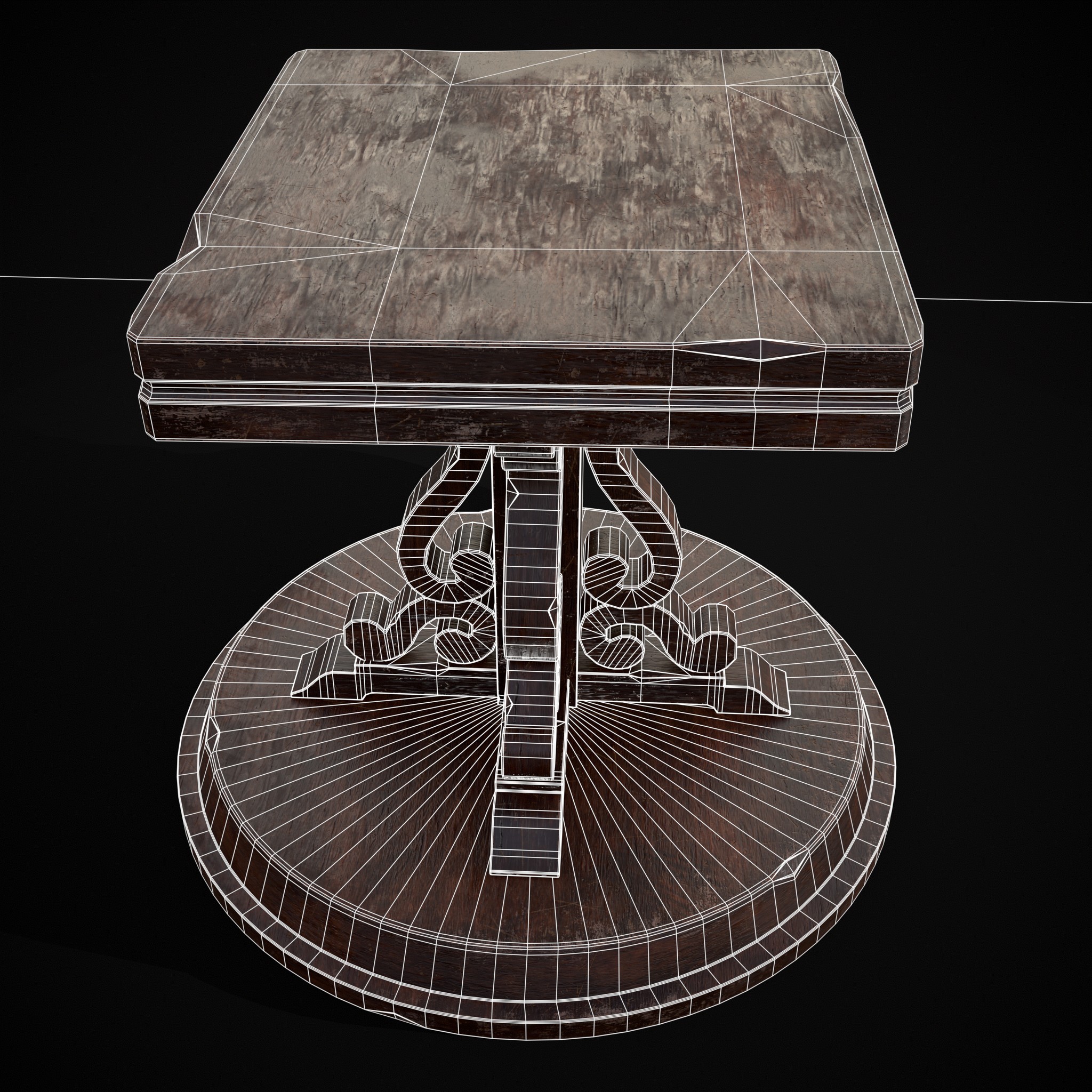 Medieval Mahogany Antique Square Table - 3D Model by Get Dead Entertainment