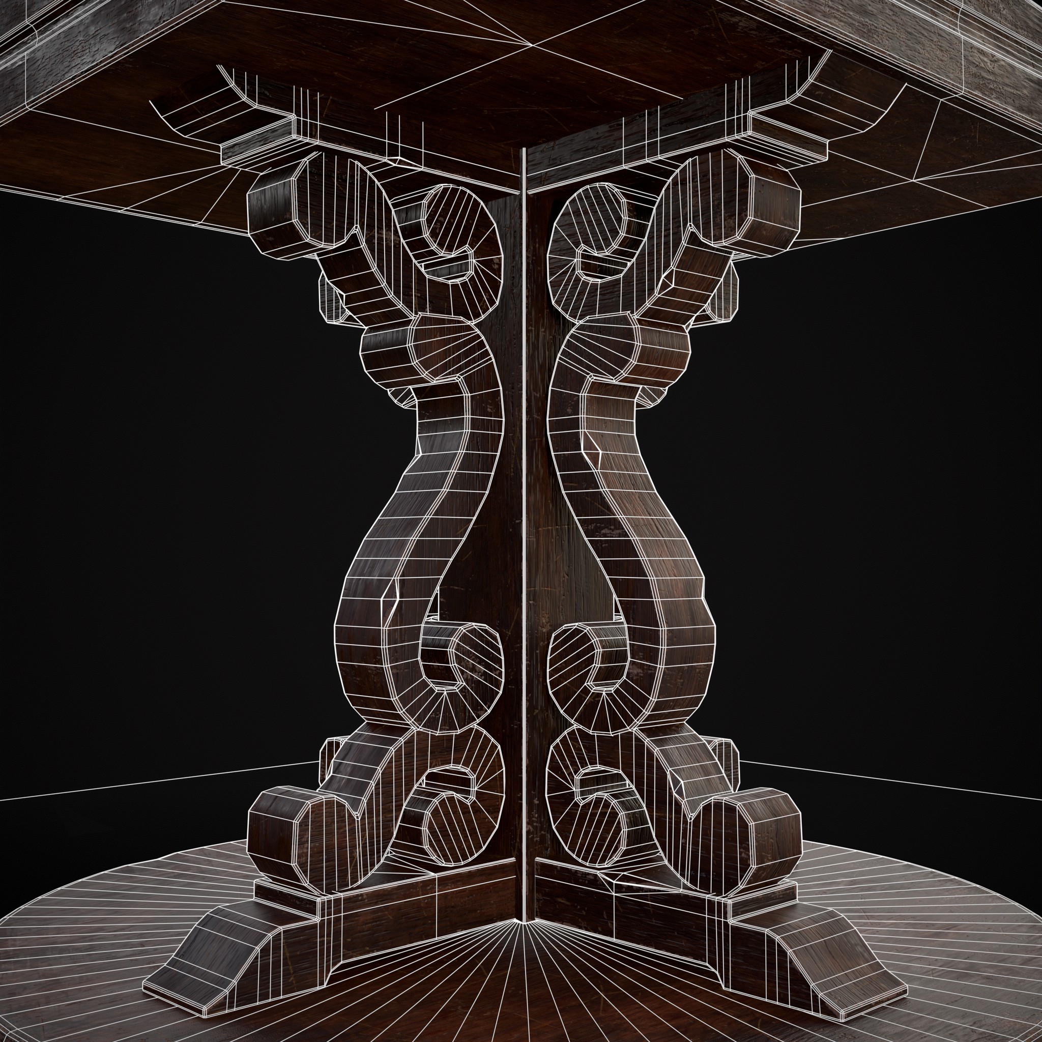 Medieval Mahogany Antique Square Table - 3D Model by Get Dead Entertainment