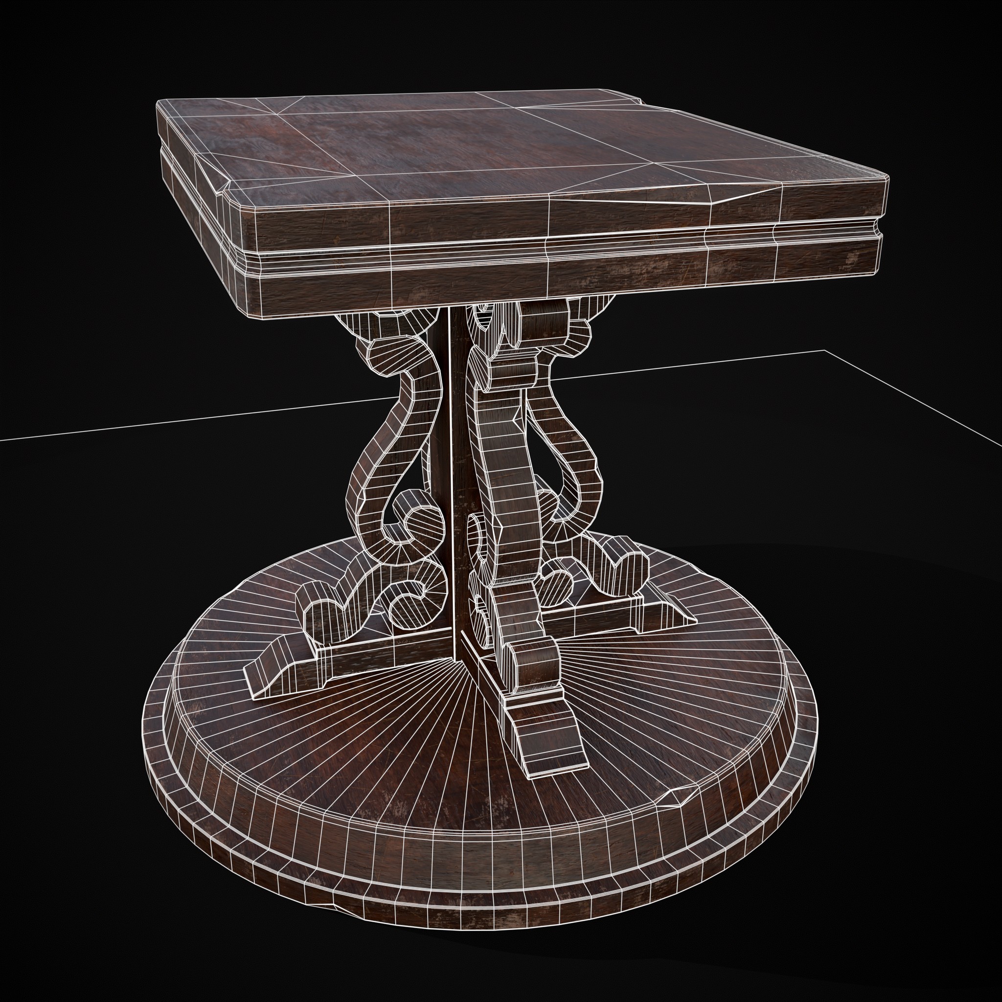 Medieval Mahogany Antique Square Table - 3D Model by Get Dead Entertainment