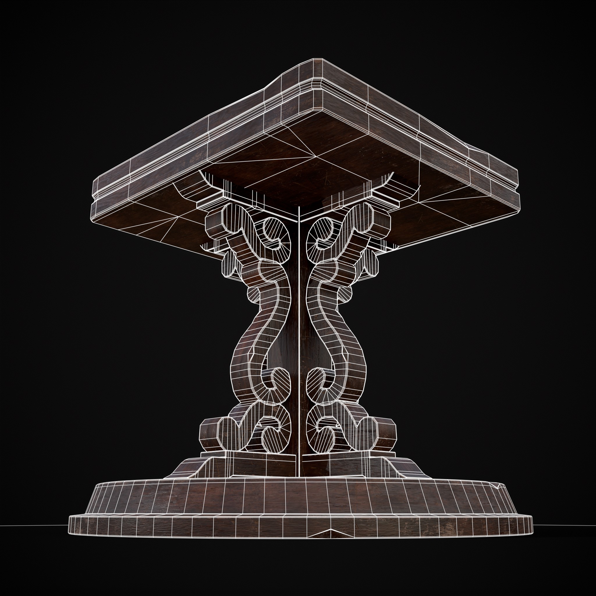 Medieval Mahogany Antique Square Table - 3D Model by Get Dead Entertainment
