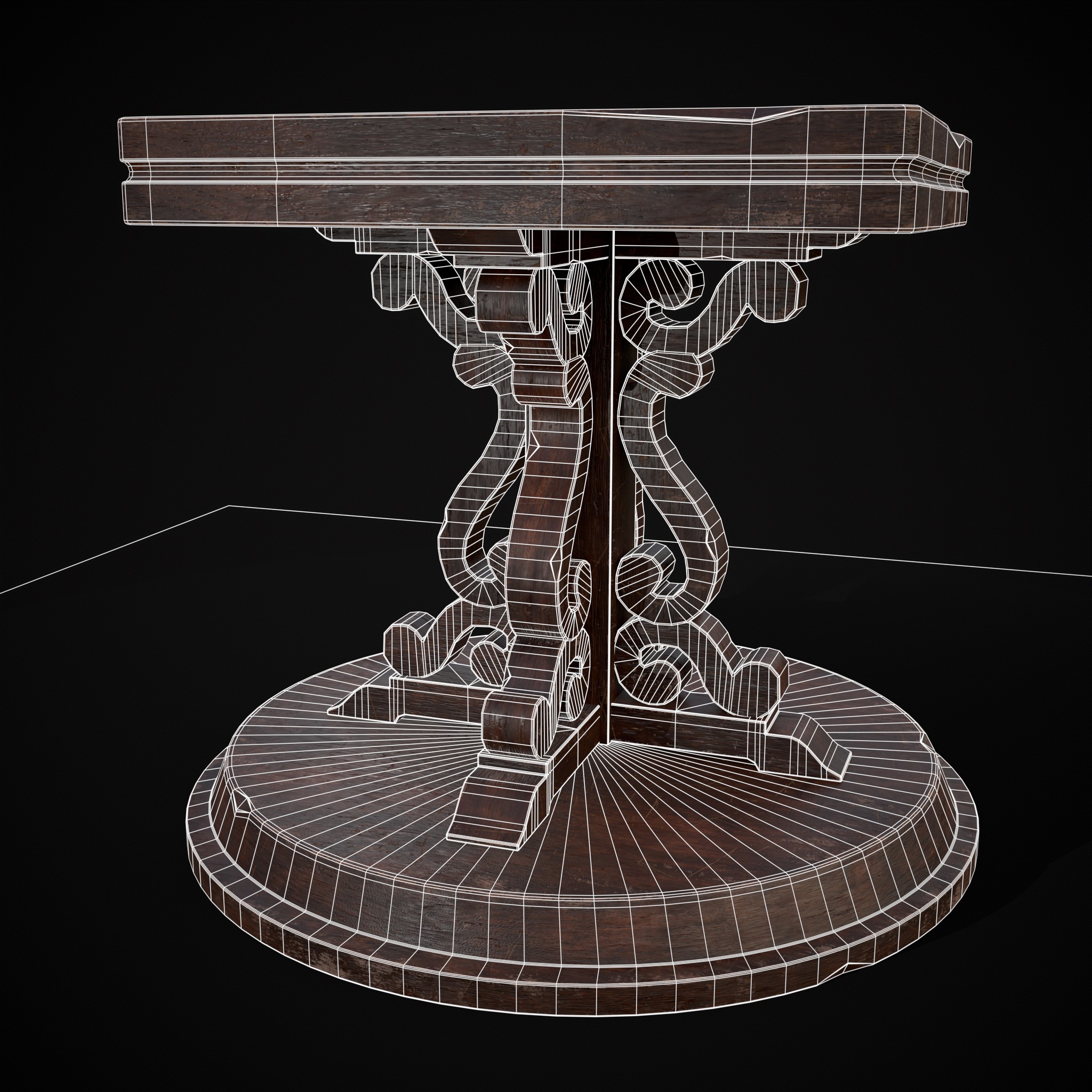 Medieval Mahogany Antique Square Table - 3D Model by Get Dead Entertainment