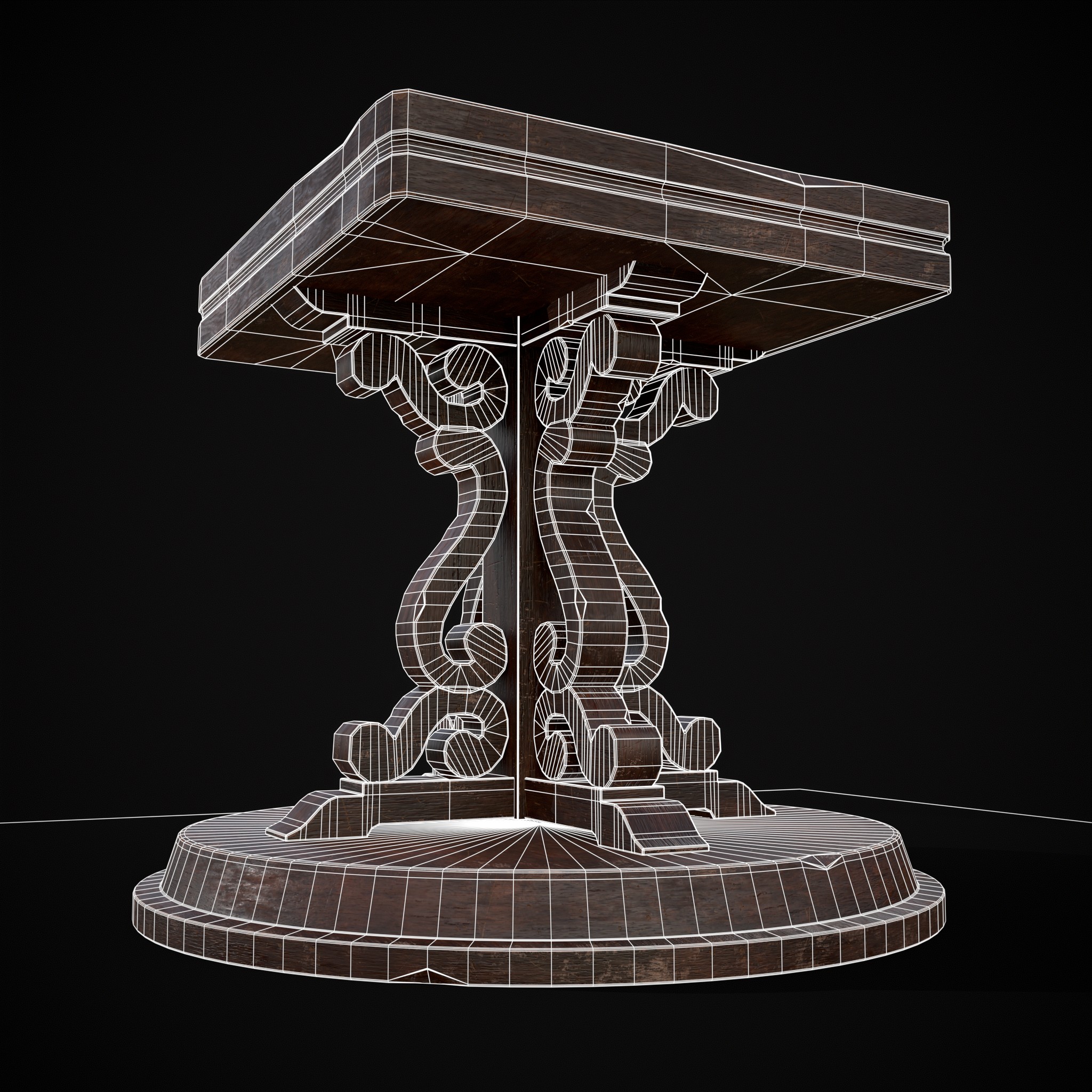 Medieval Mahogany Antique Square Table - 3D Model by Get Dead Entertainment
