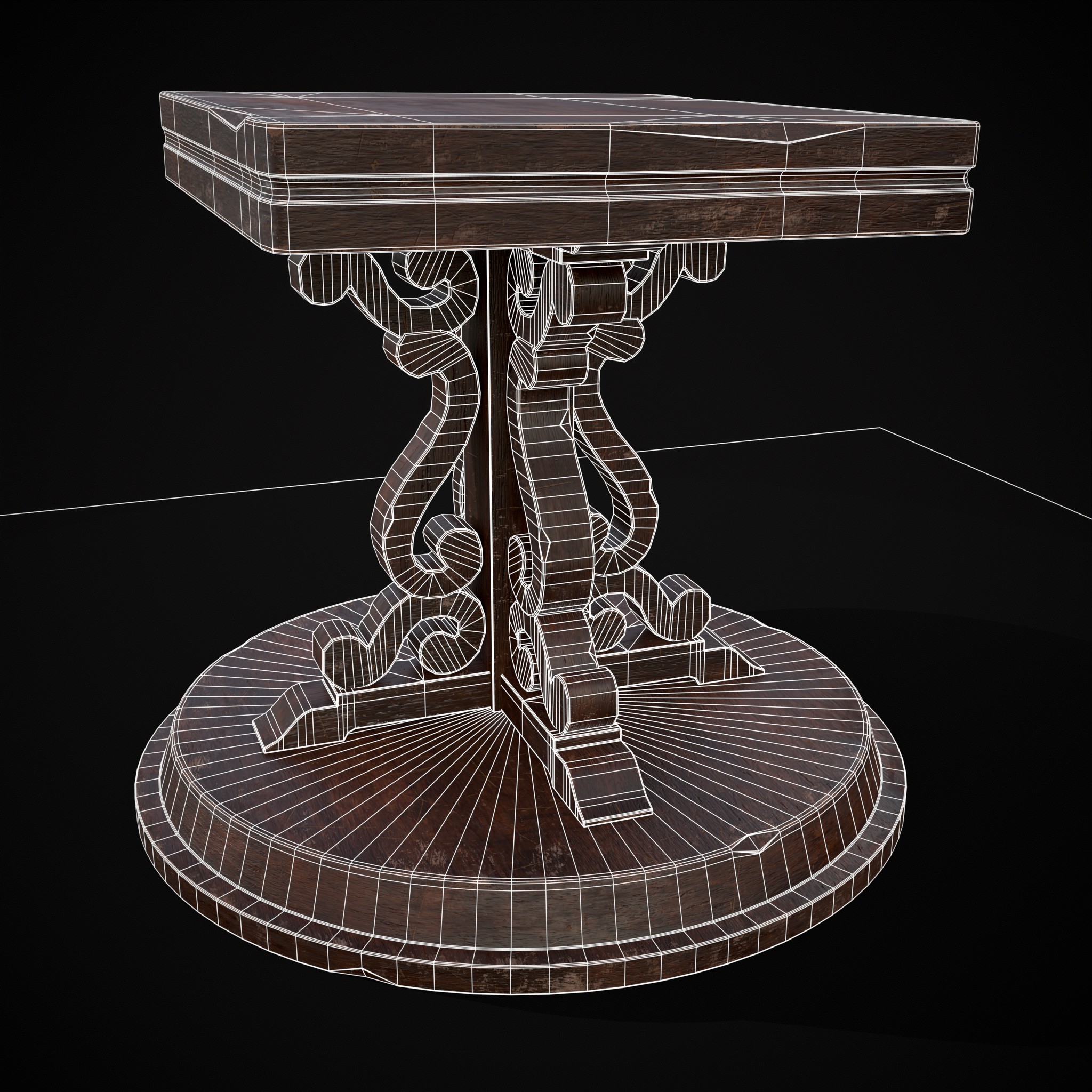 Medieval Mahogany Antique Square Table - 3D Model by Get Dead Entertainment