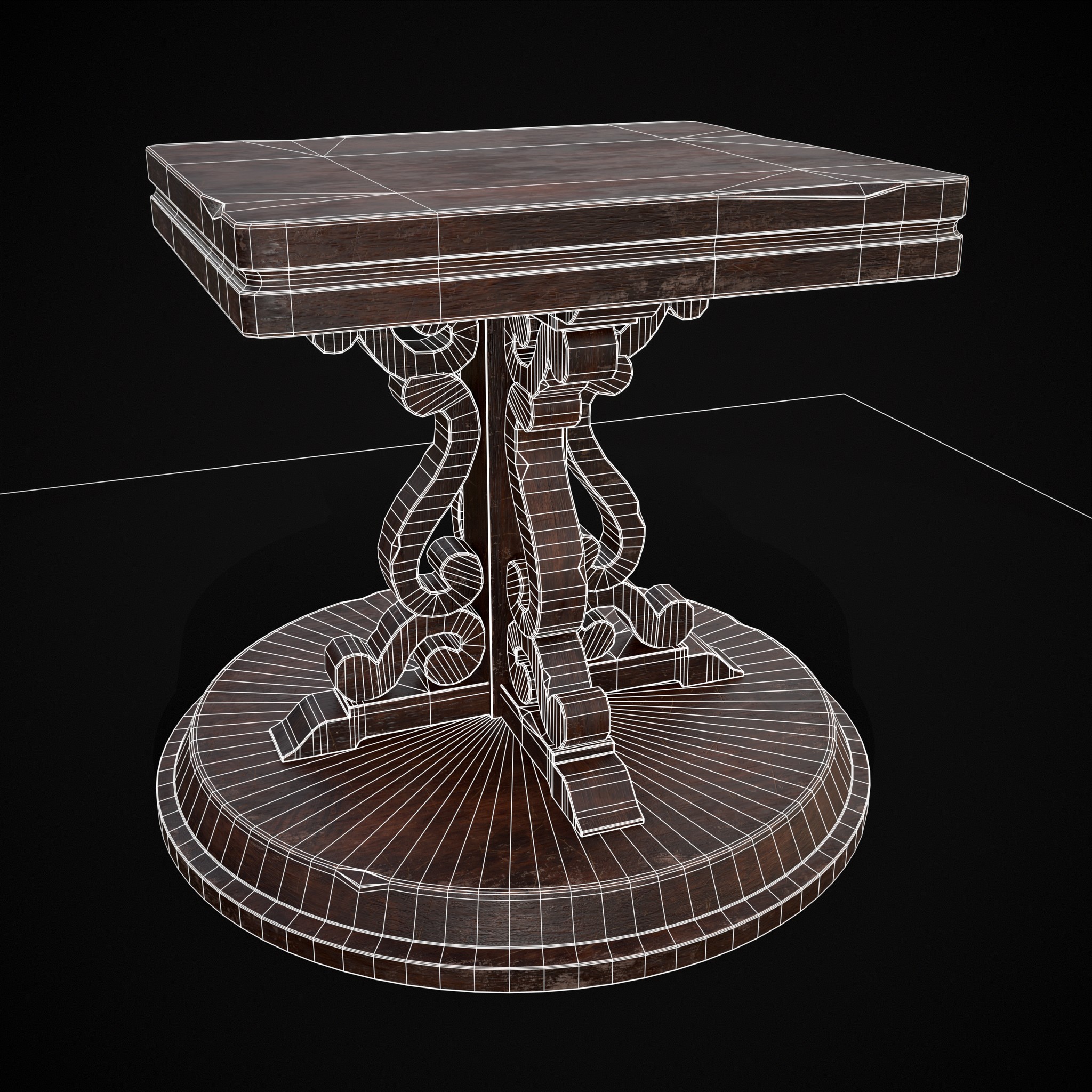 Medieval Mahogany Antique Square Table - 3D Model by Get Dead Entertainment