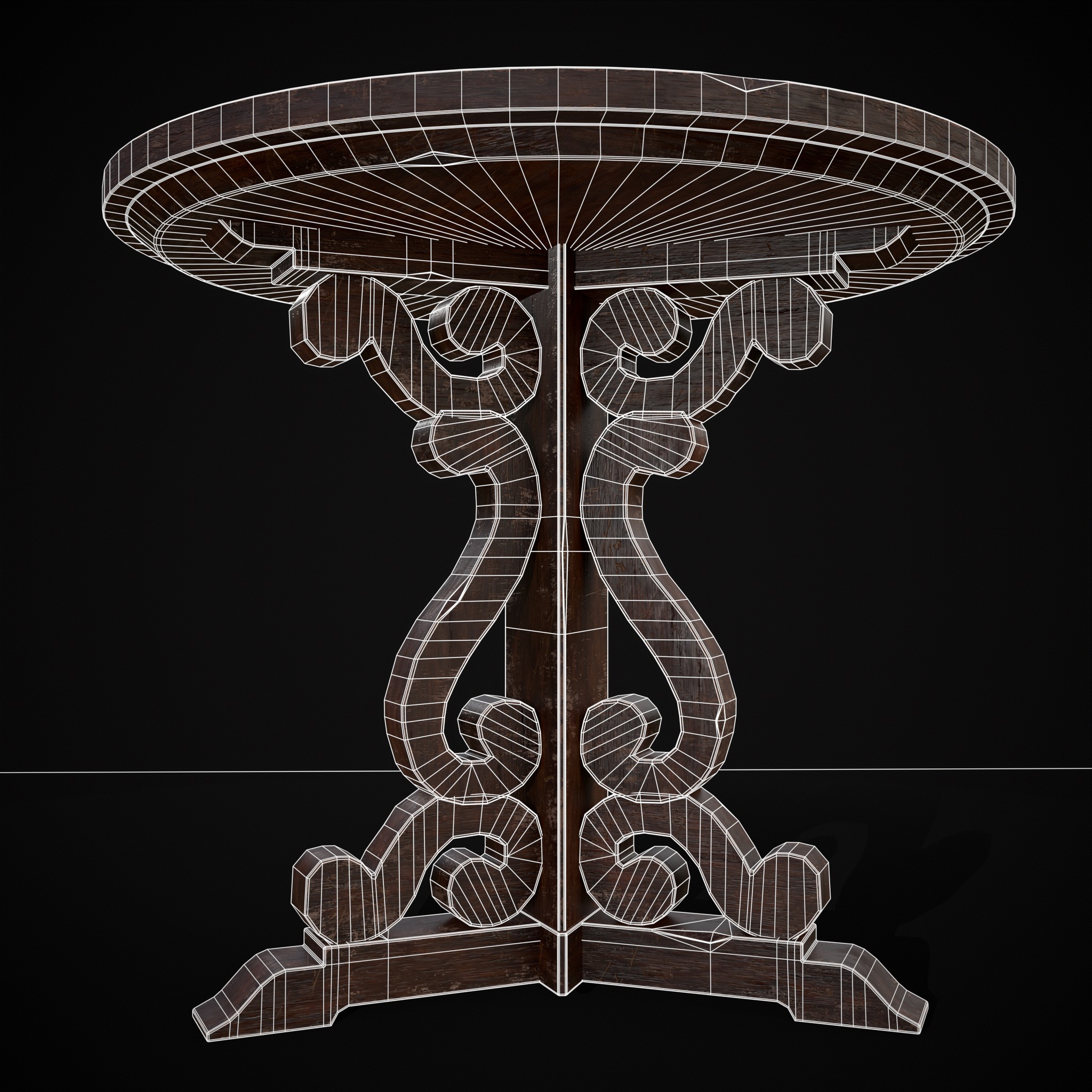 Medieval Mahogany Antique Three Legged Round Table - 3D Model by Get ...