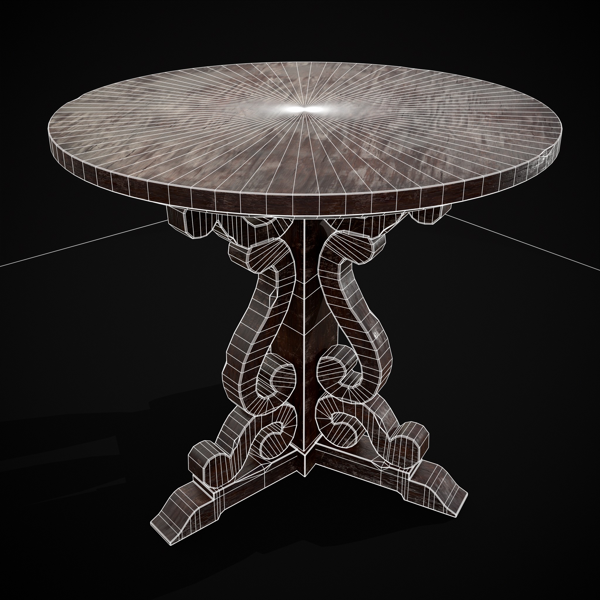 Medieval Mahogany Antique Three Legged Round Table - 3D Model by Get Dead Entertainment