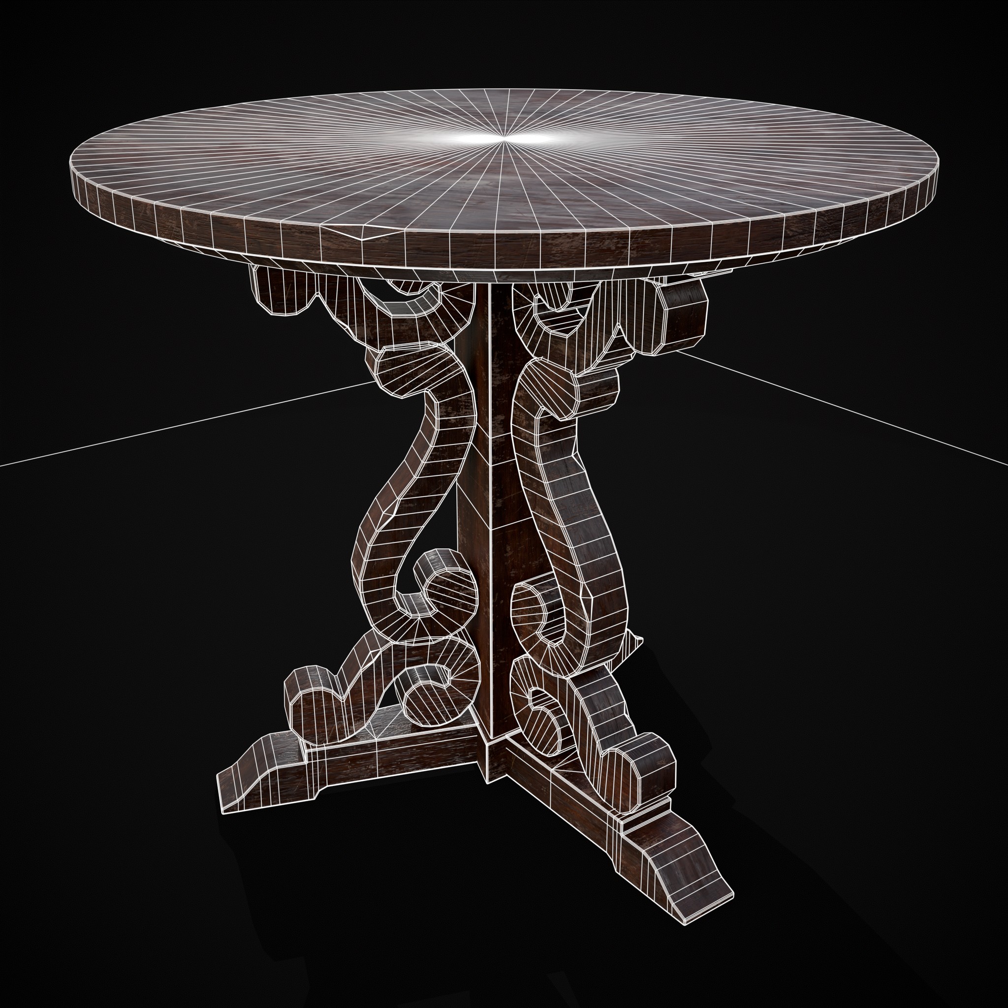 Medieval Mahogany Antique Three Legged Round Table - 3D Model by Get ...