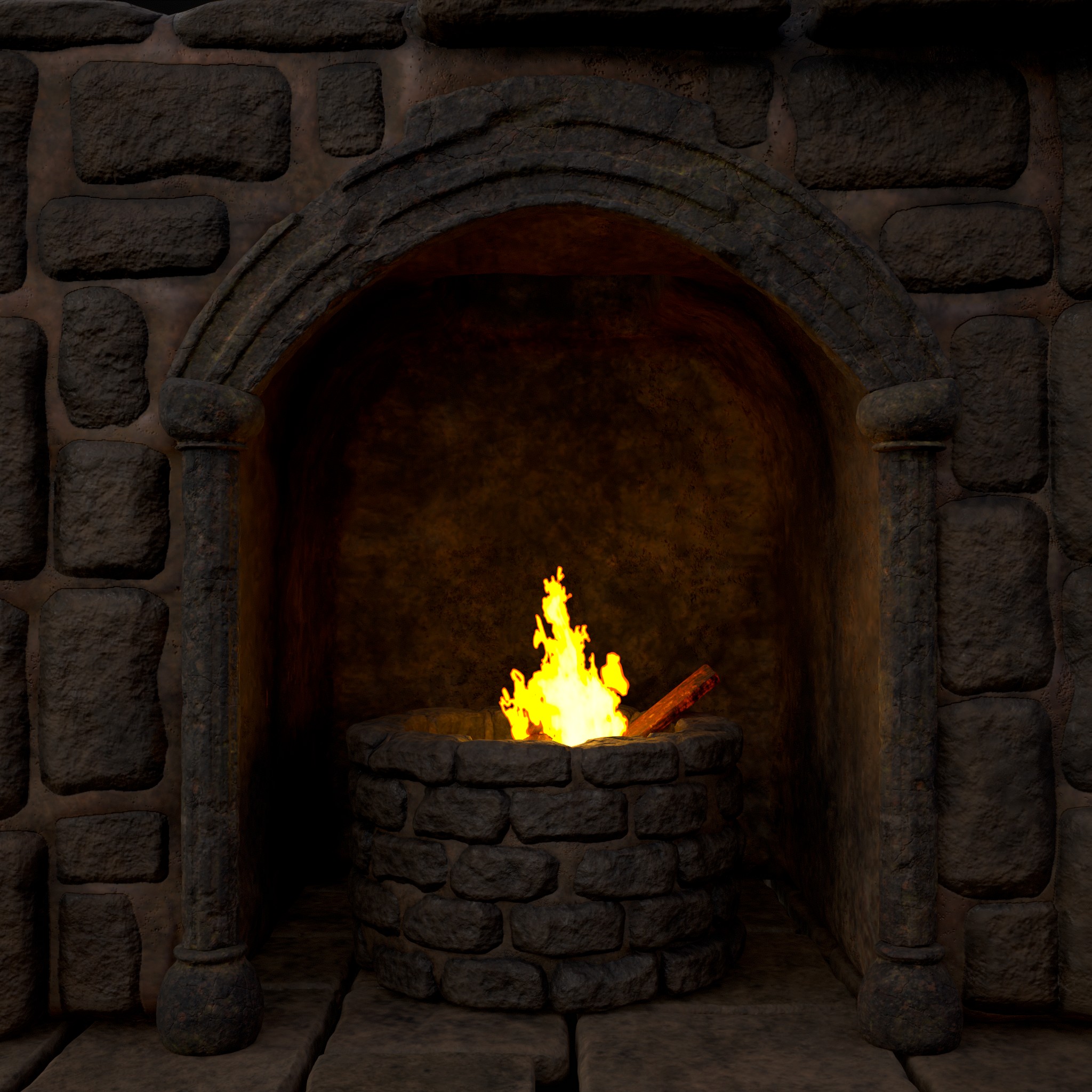 Medieval Mud Stone Fireplace - 3D Model by Get Dead Entertainment