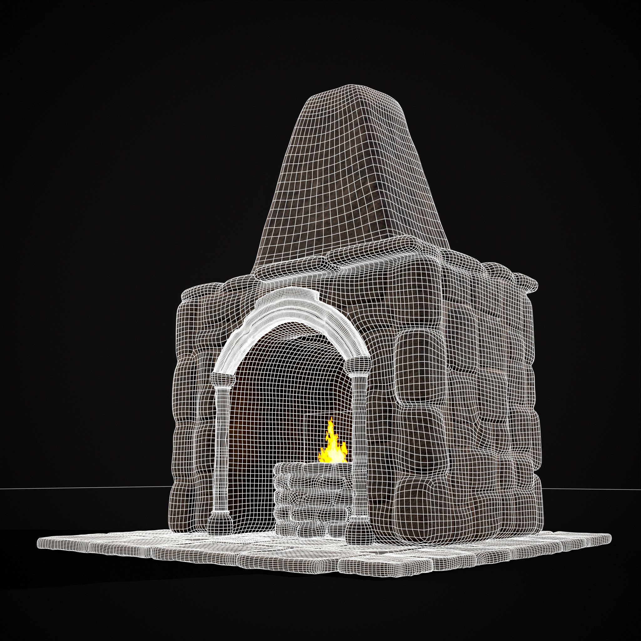 Medieval Mud Stone Fireplace - 3D Model by Get Dead Entertainment