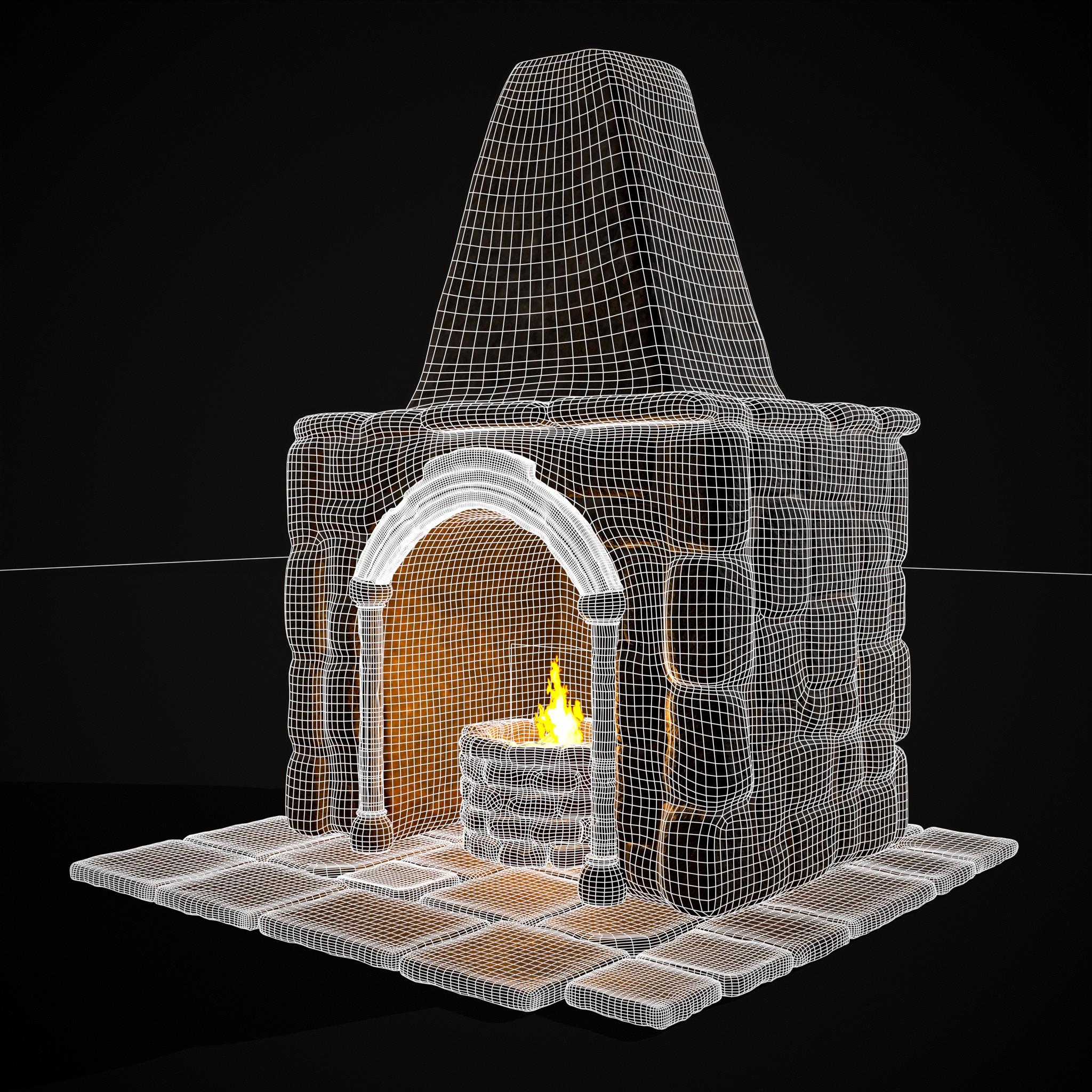 Medieval Mud Stone Fireplace - 3D Model by Get Dead Entertainment