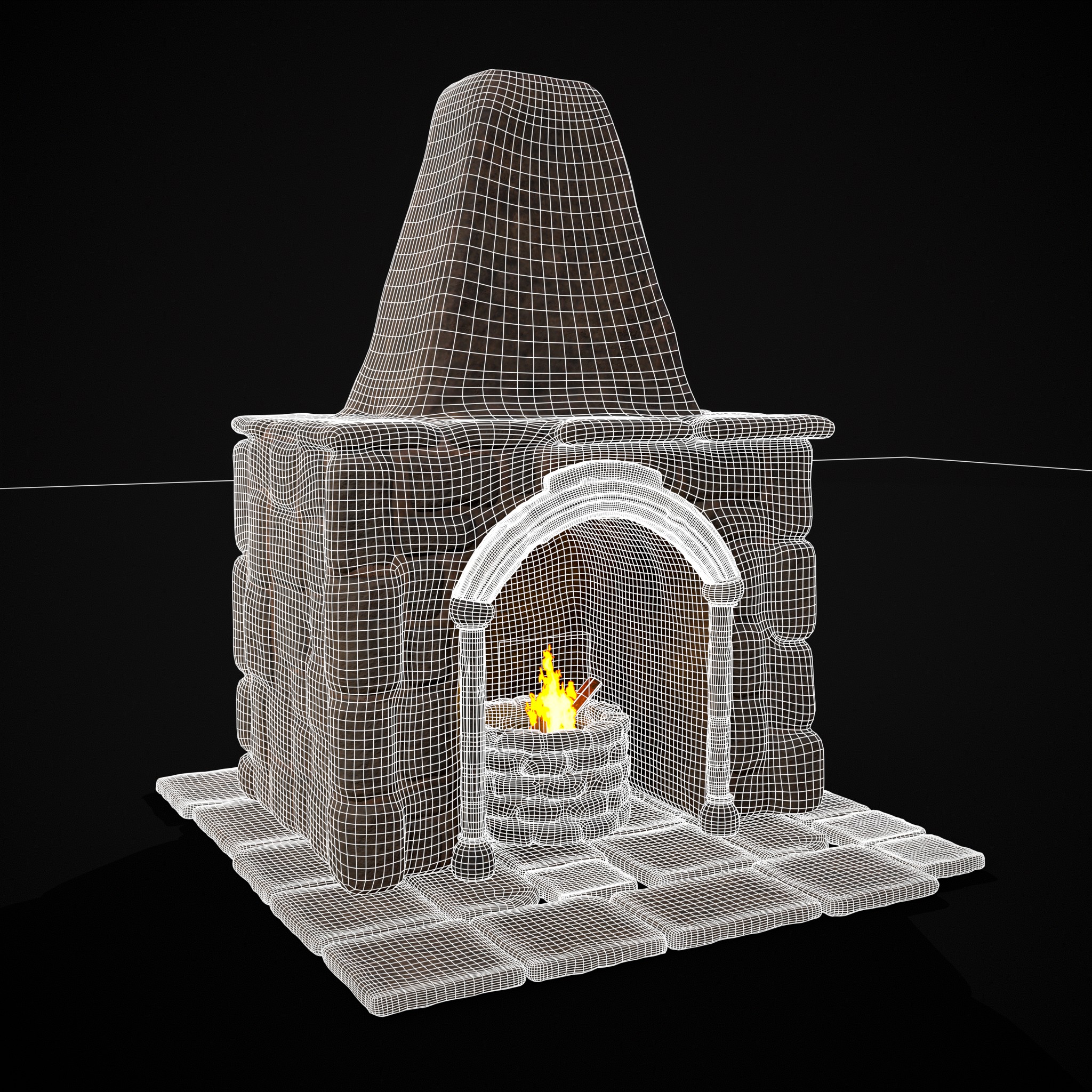 Medieval Mud Stone Fireplace - 3D Model by Get Dead Entertainment