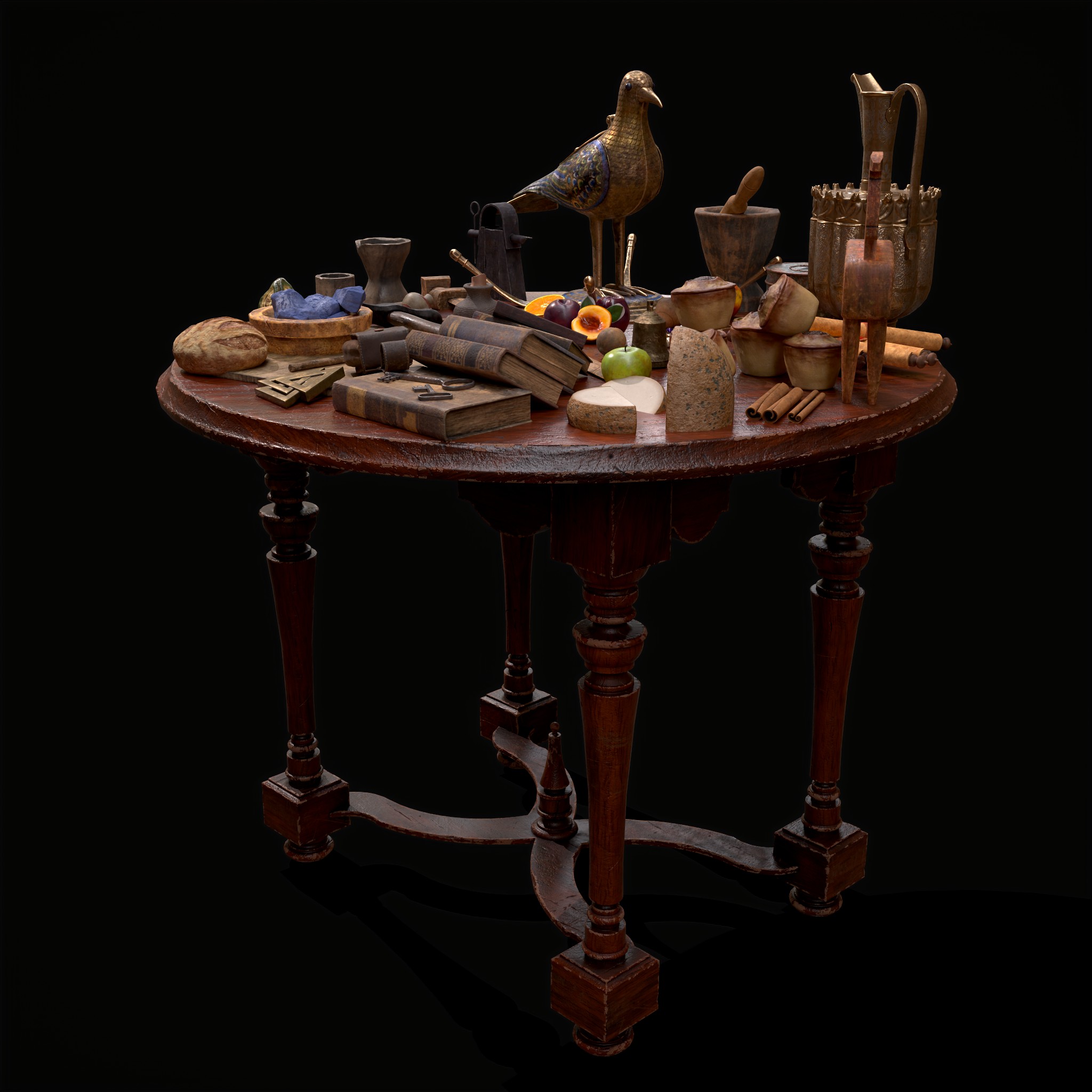 Medieval Props Messy Table Scene - 3D Model by Get Dead Entertainment