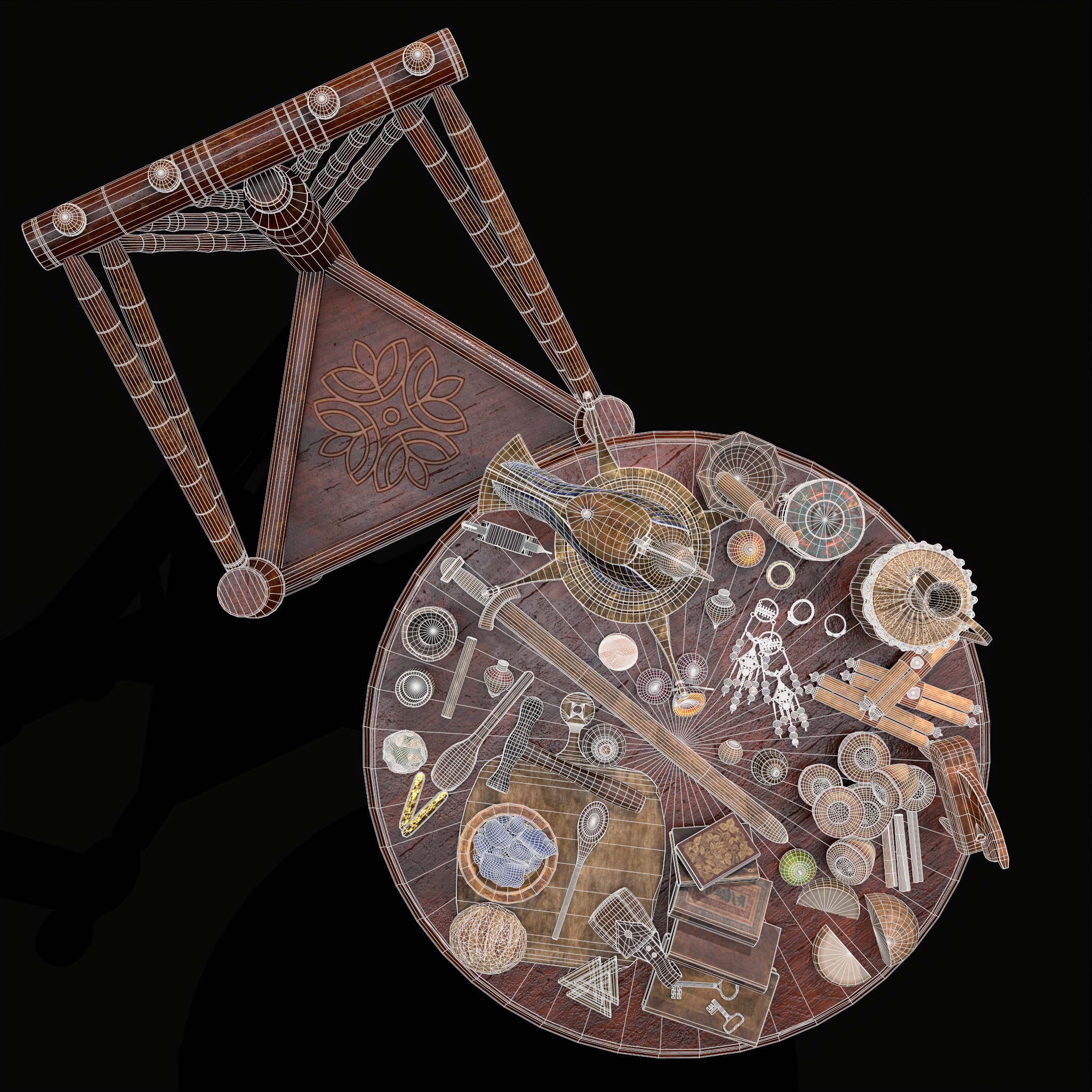 Medieval Props Messy Table Scene - 3D Model by Get Dead Entertainment