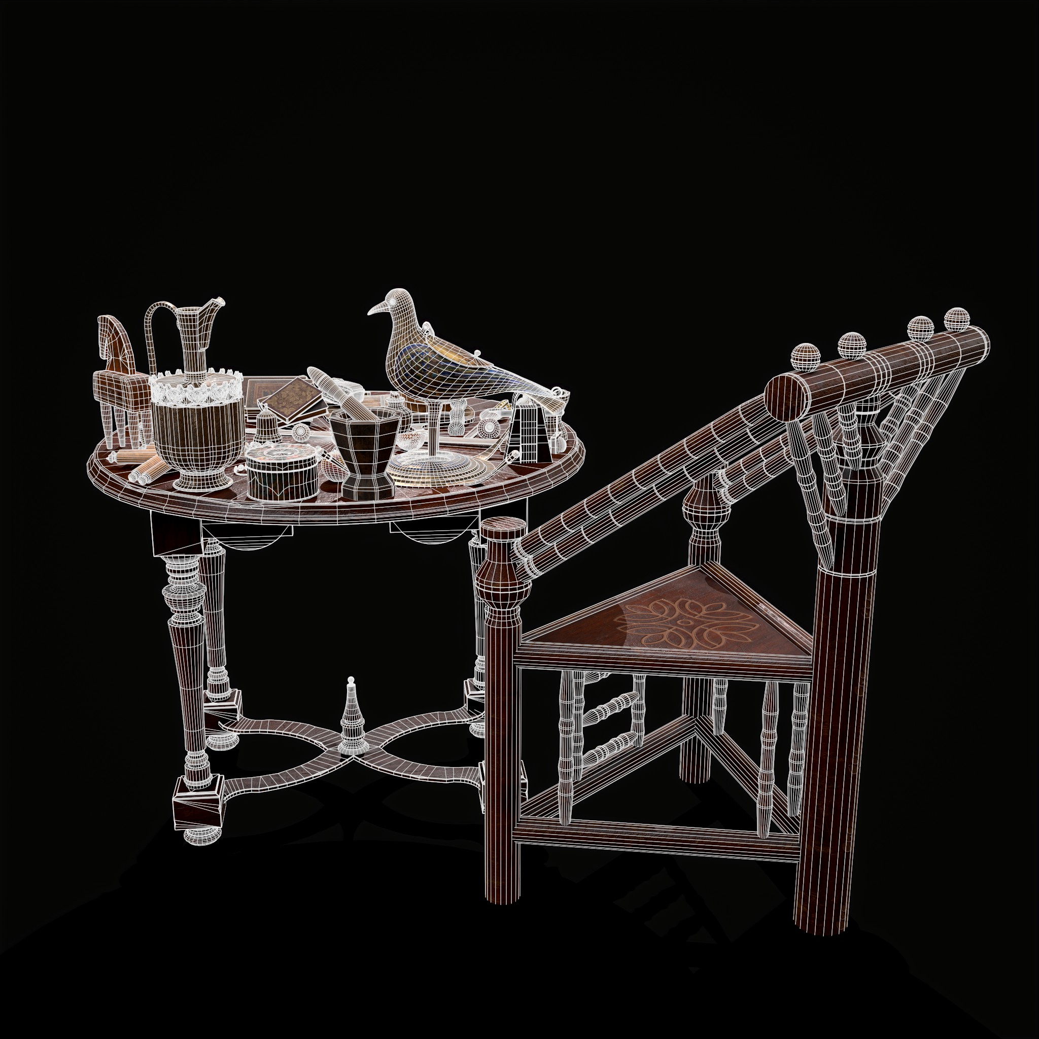 Medieval Props Messy Table Scene - 3D Model by Get Dead Entertainment