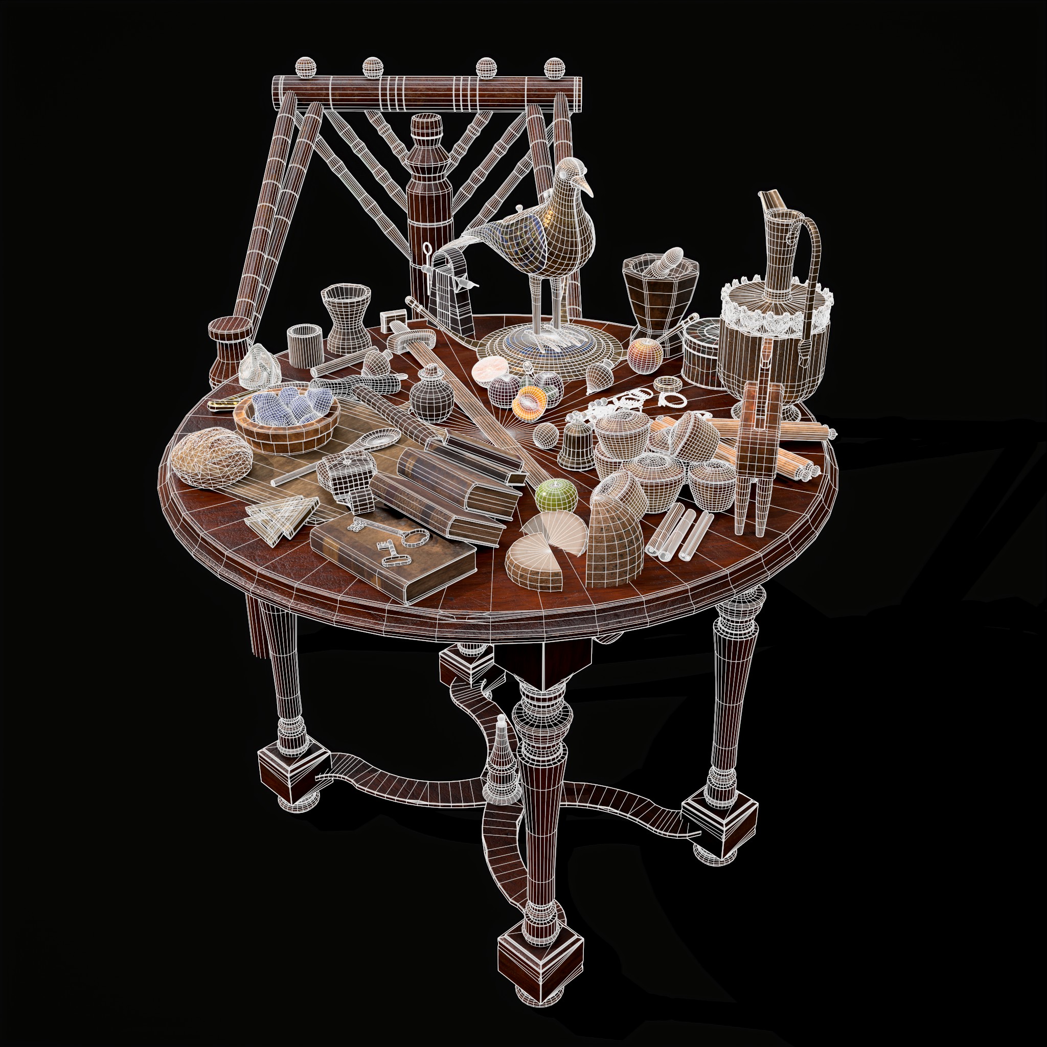Medieval Props Messy Table Scene - 3D Model by Get Dead Entertainment