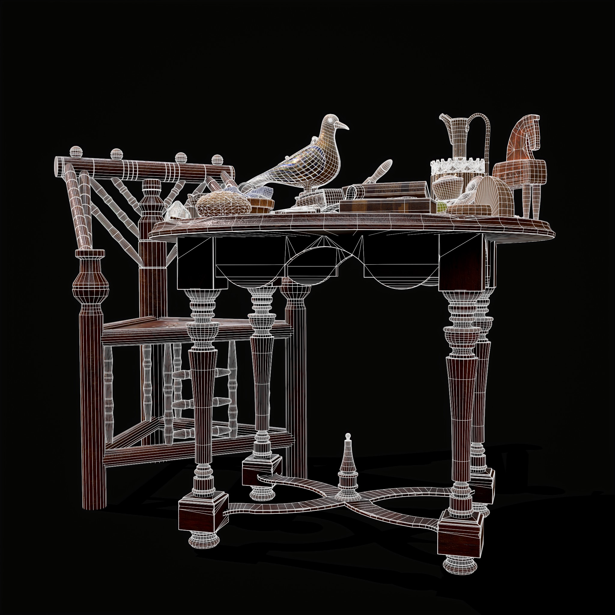 Medieval Props Messy Table Scene - 3D Model by Get Dead Entertainment