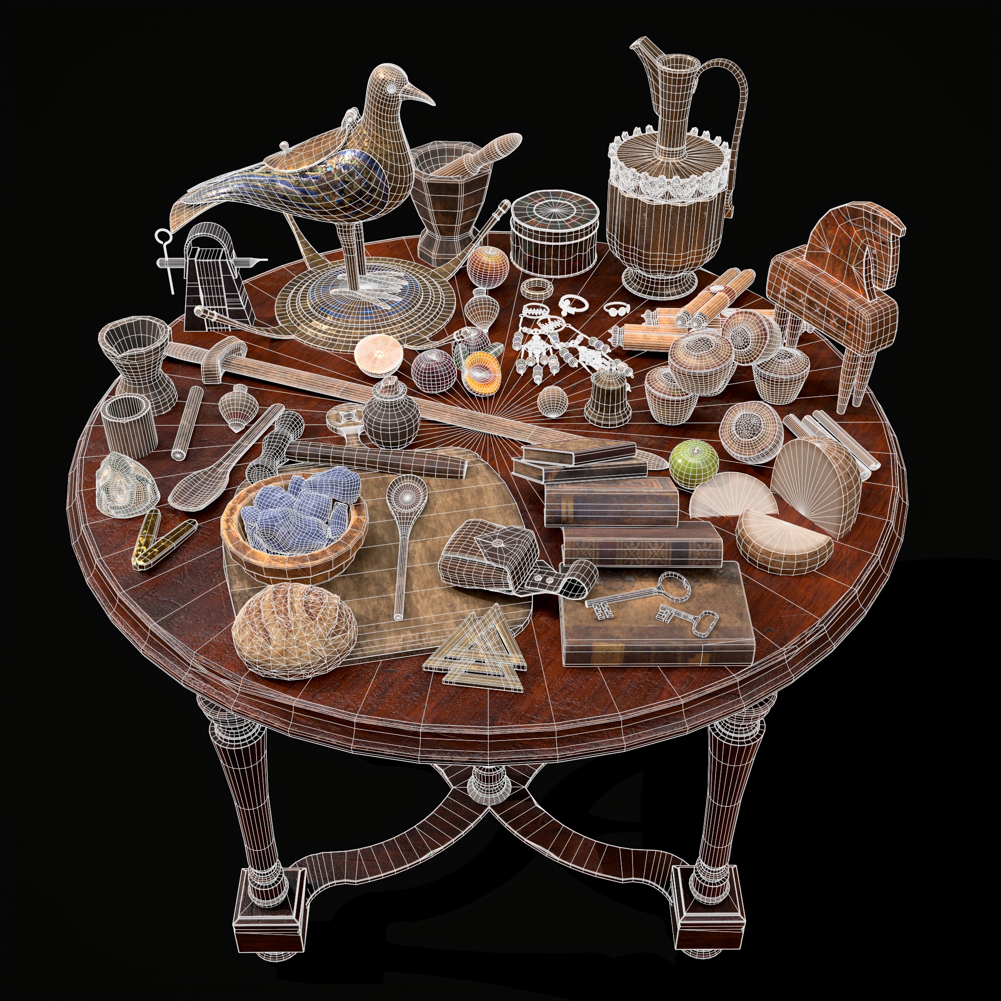 Medieval Props Messy Table Scene - 3D Model by Get Dead Entertainment