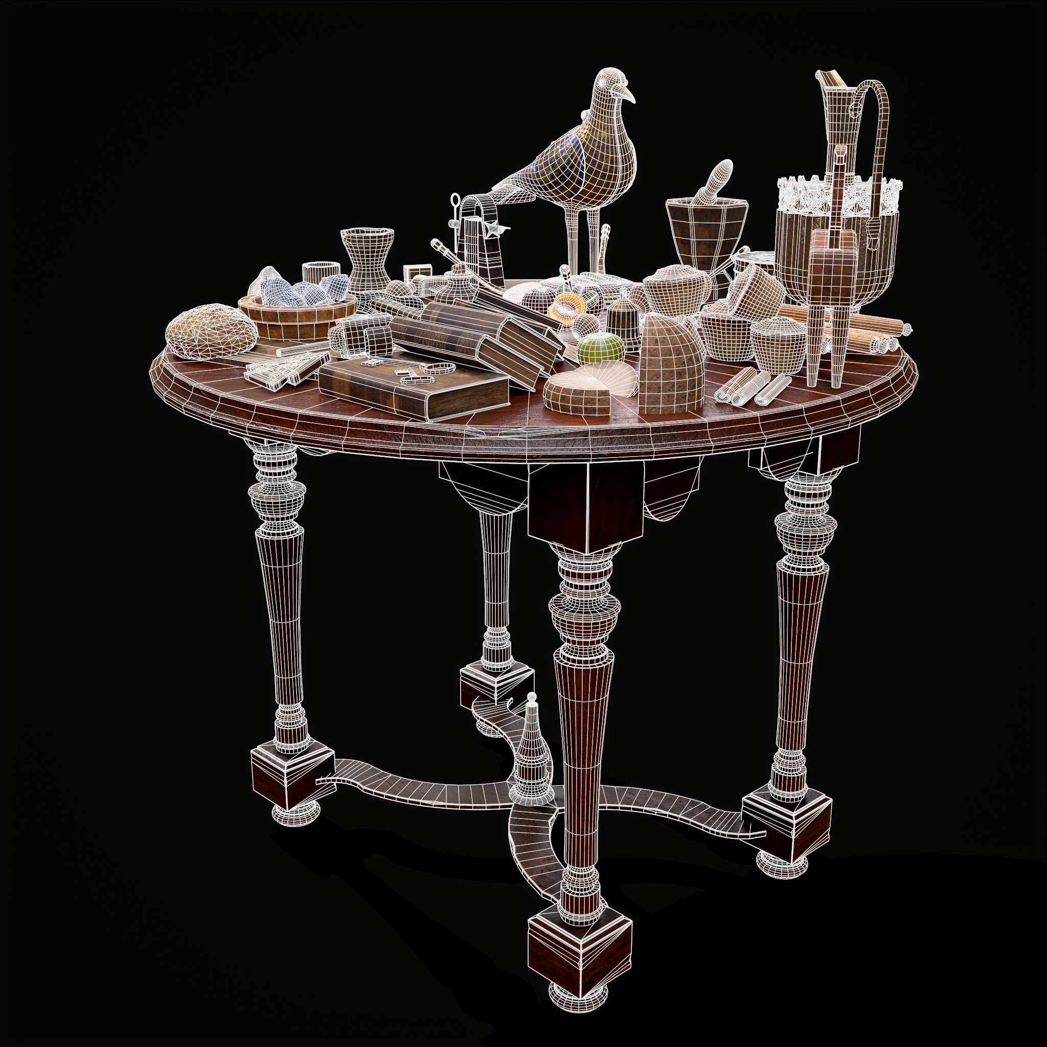 Medieval Props Messy Table Scene - 3D Model by Get Dead Entertainment
