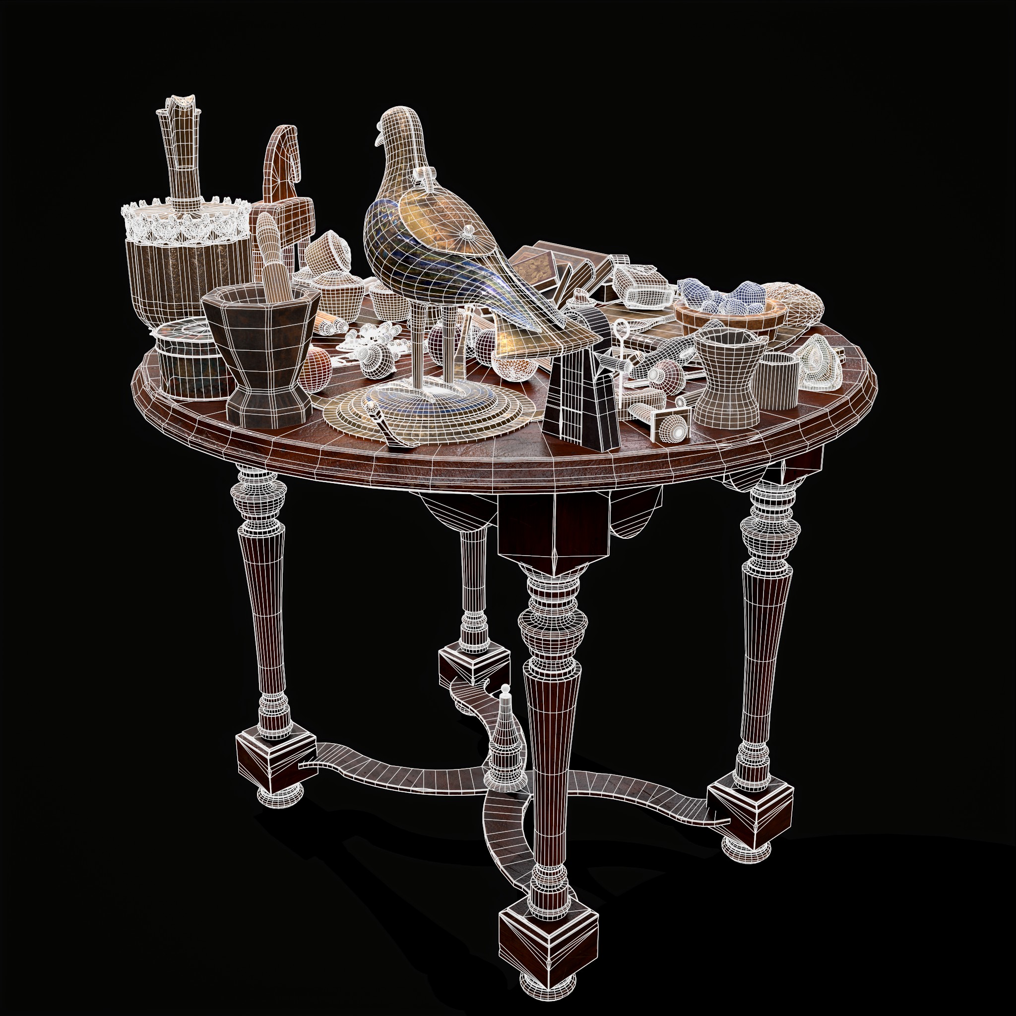 Medieval Props Messy Table Scene - 3D Model by Get Dead Entertainment