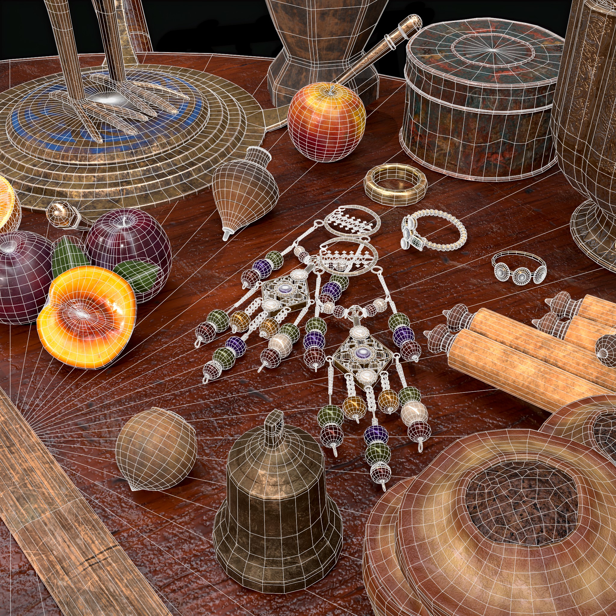 Medieval Props Messy Table Scene - 3D Model by Get Dead Entertainment