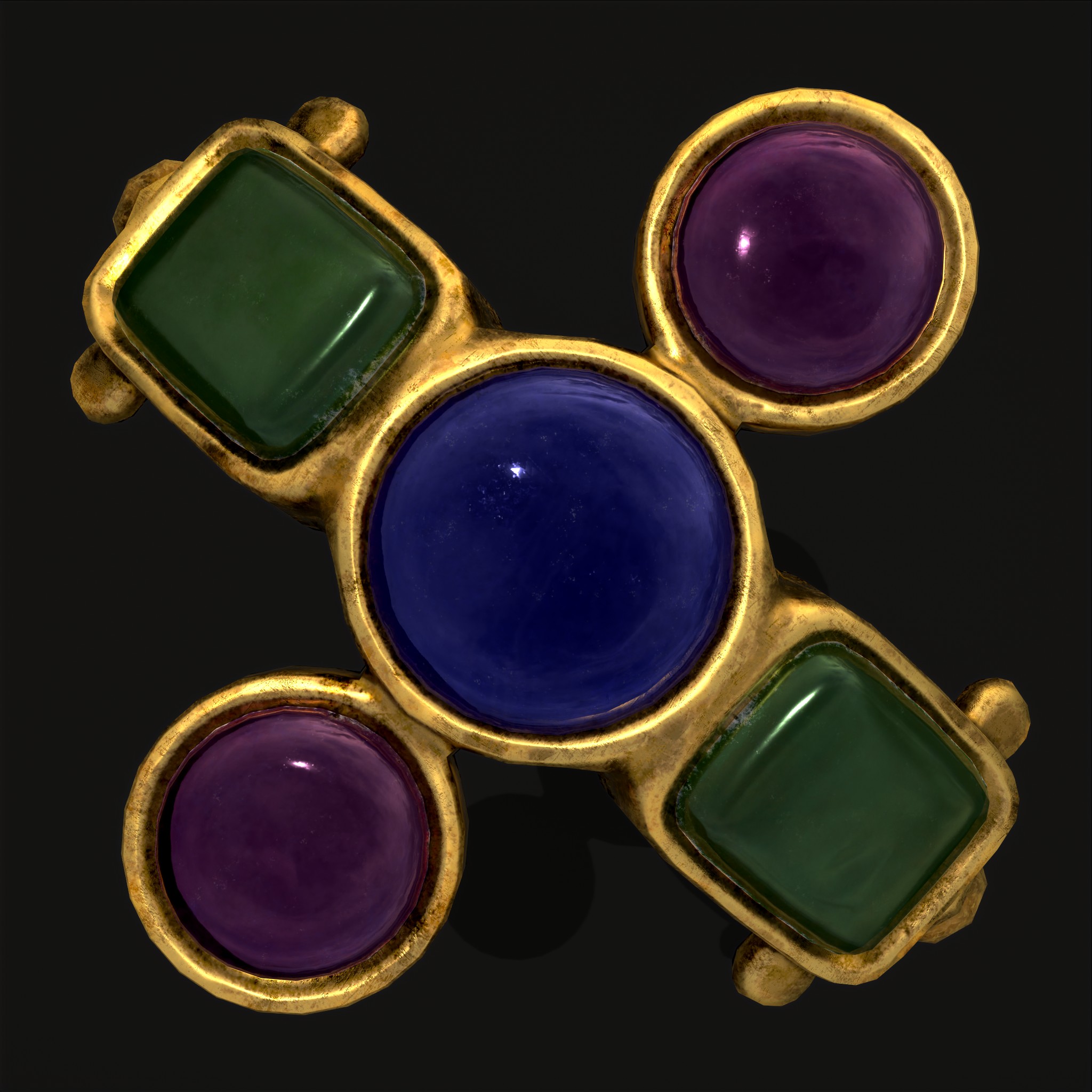 Medieval Ribbed Jeweled Golden Ring - 3D Model by Get Dead Entertainment