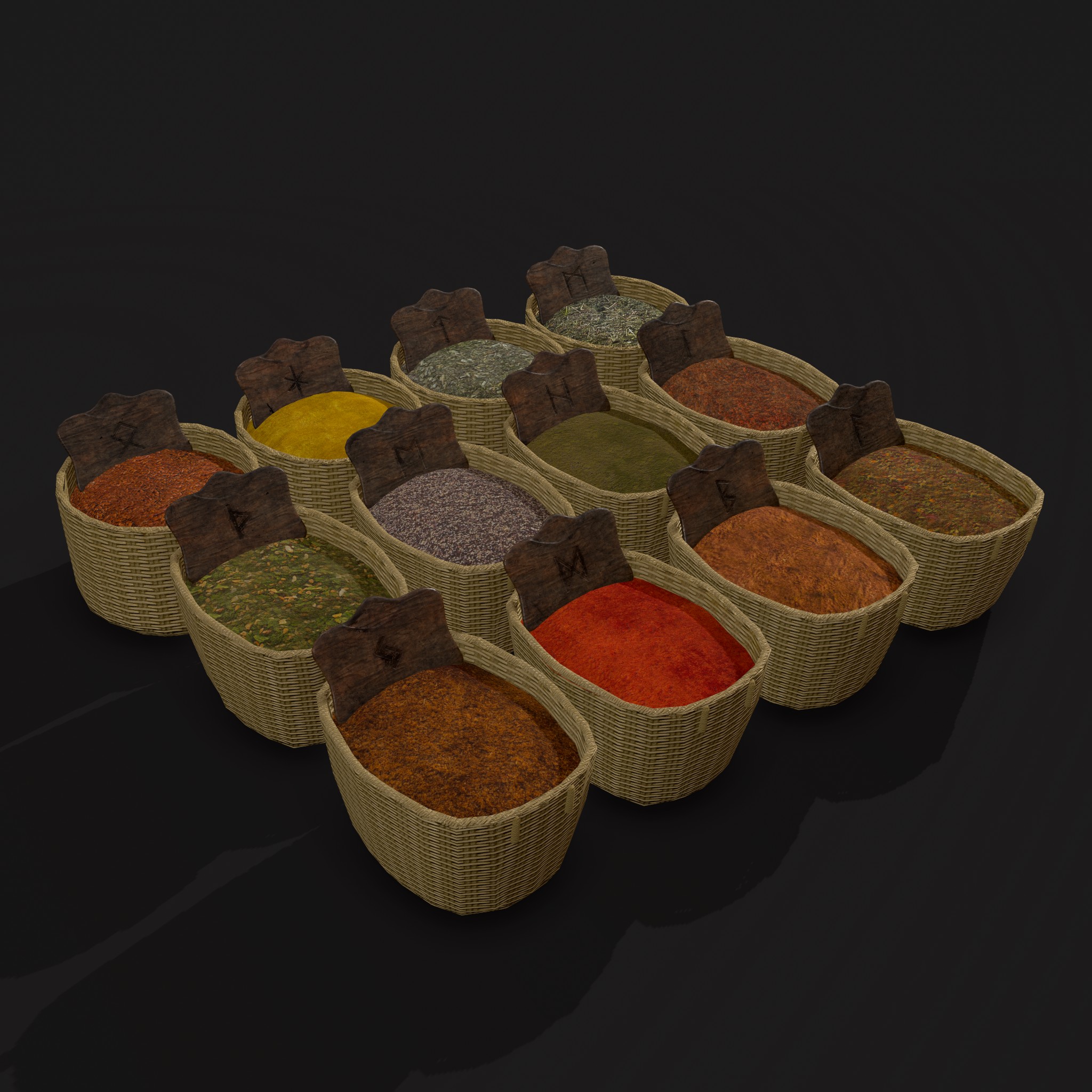 Medieval Spice Baskets - 3D Model by Get Dead Entertainment