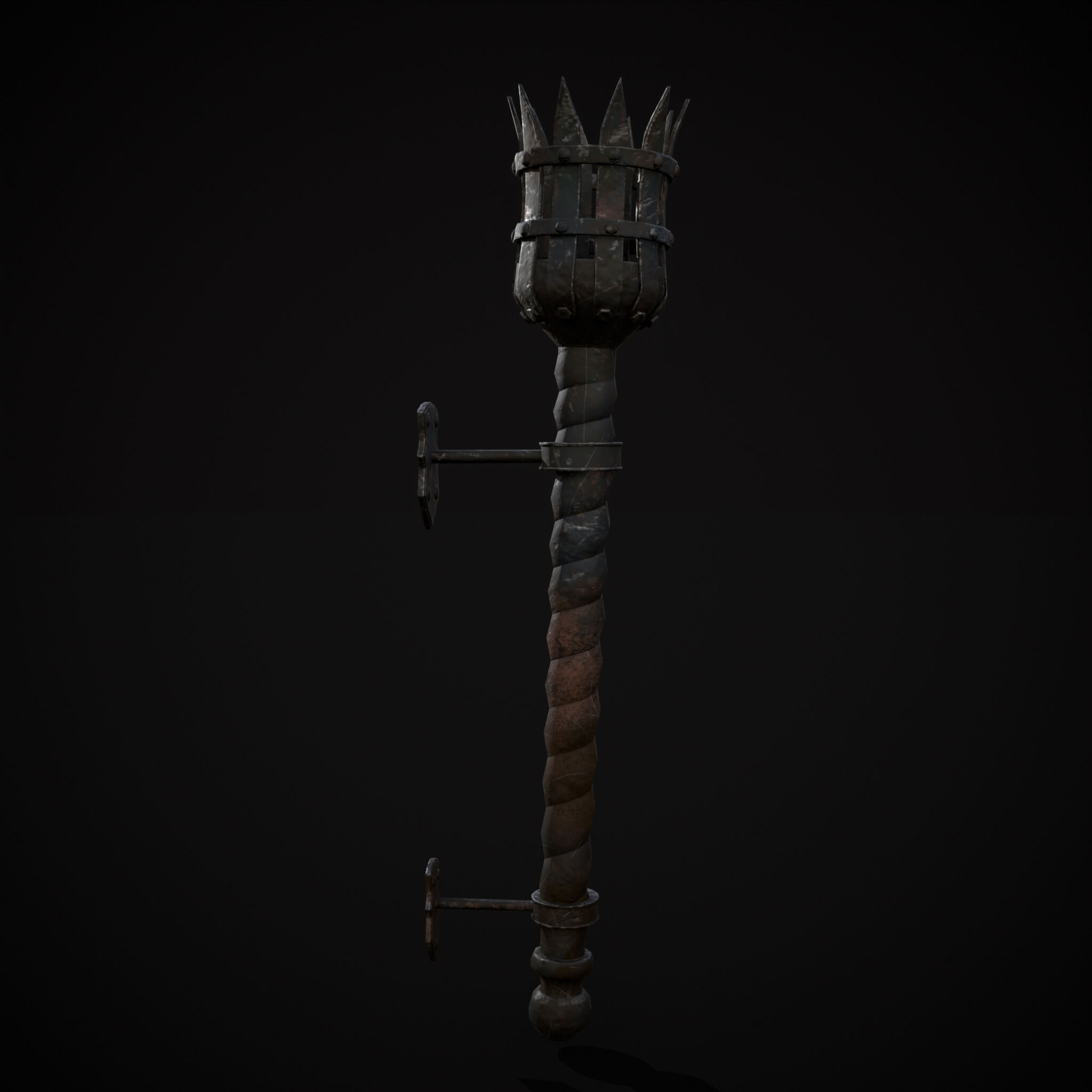 Medieval Spiral Wall Torch - 3D Model by Get Dead Entertainment