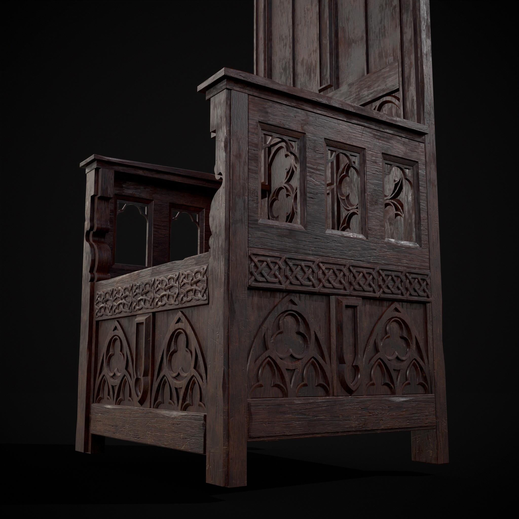 Medieval Wooden Antique Gothic Throne - 3D Model by Get Dead Entertainment