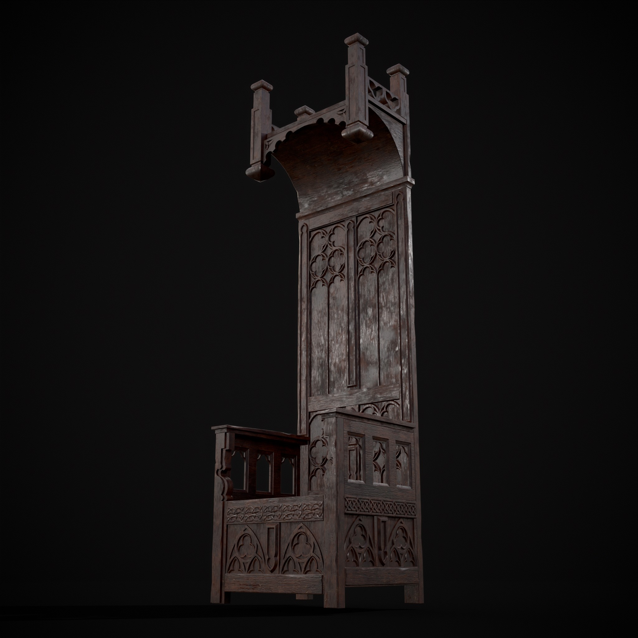 Medieval Wooden Antique Gothic Throne - 3D Model by Get Dead Entertainment