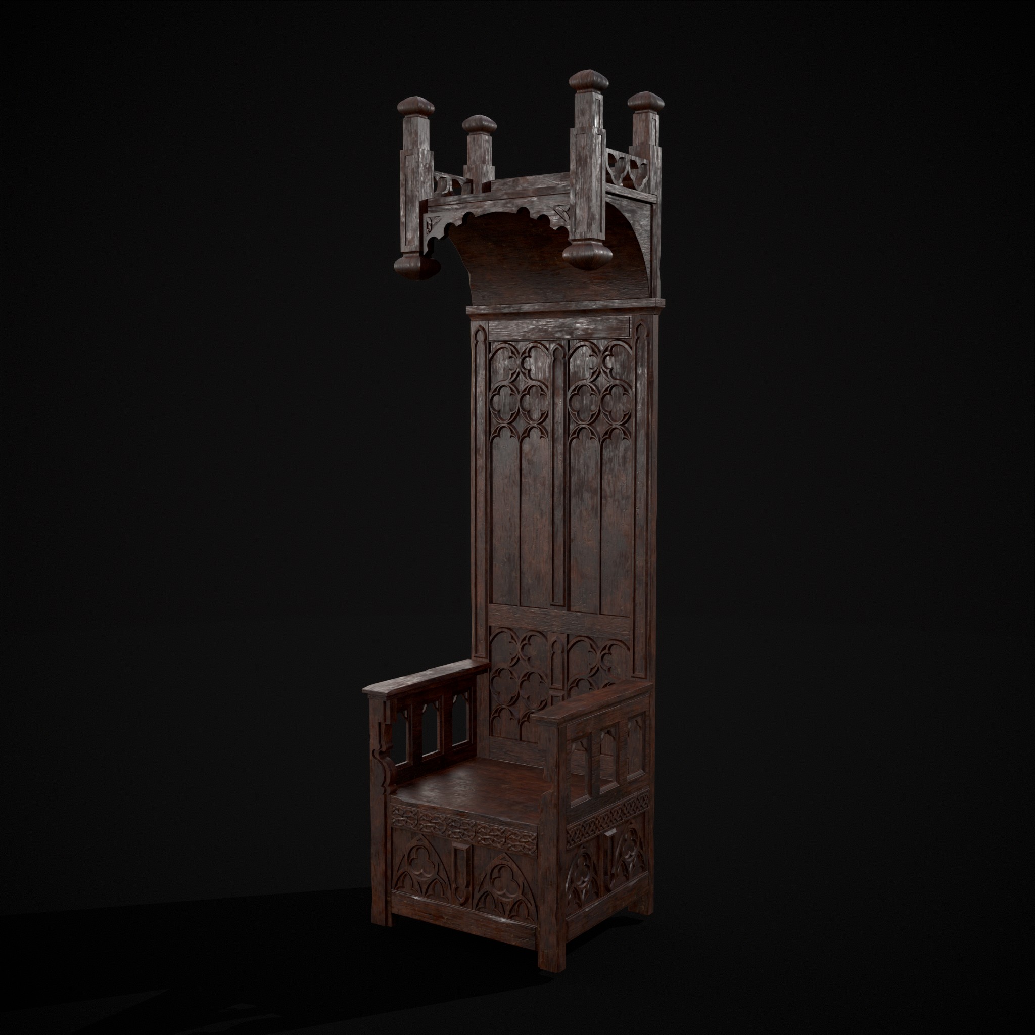 Medieval Wooden Antique Gothic Throne - 3D Model by Get Dead Entertainment