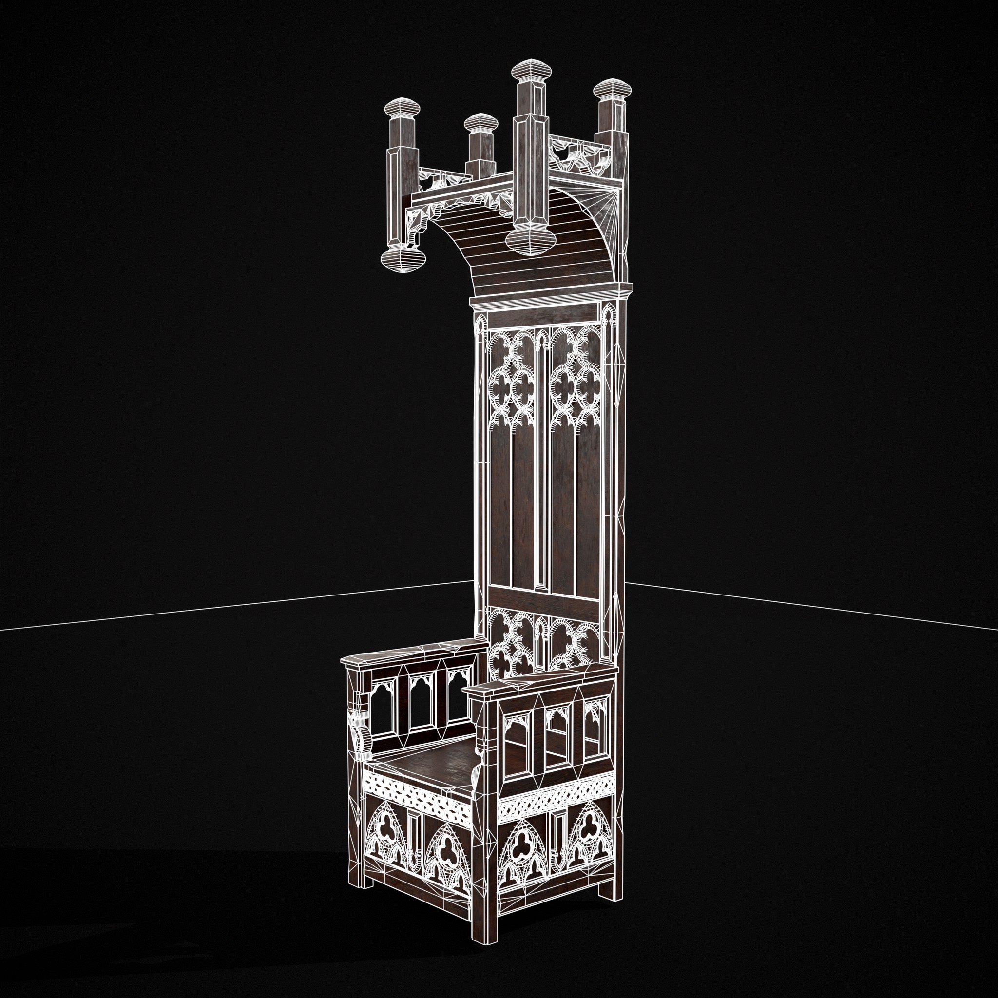 Medieval Wooden Antique Gothic Throne - 3D Model by Get Dead Entertainment