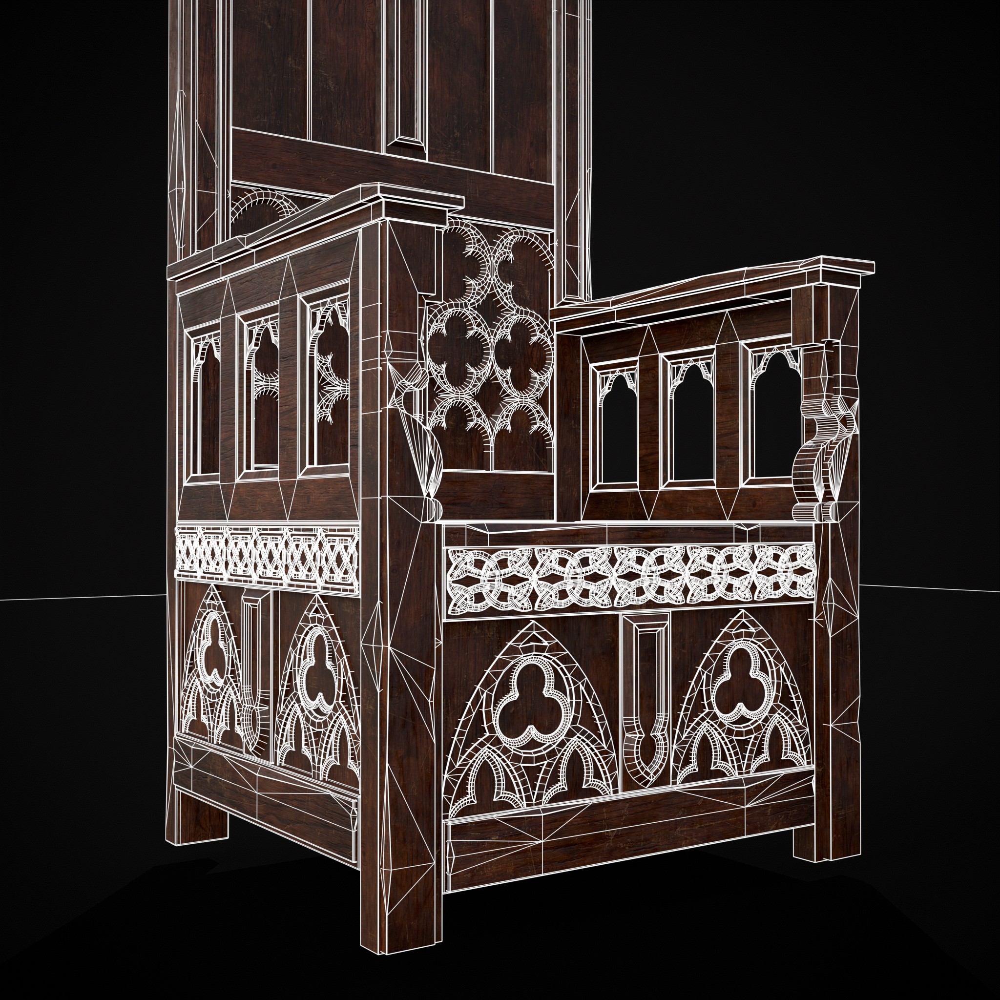 Medieval Wooden Antique Gothic Throne - 3D Model by Get Dead Entertainment