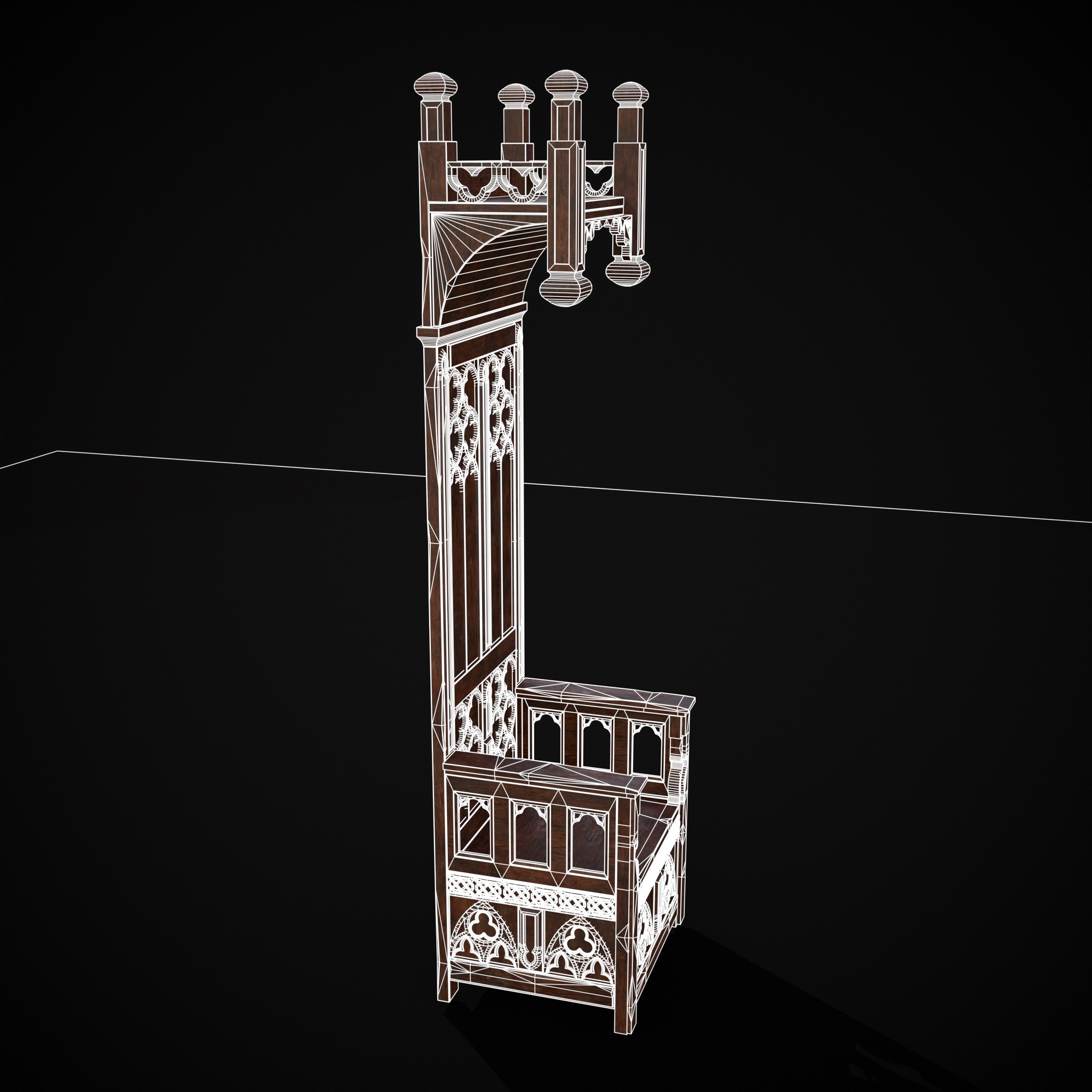 Medieval Wooden Antique Gothic Throne - 3D Model by Get Dead Entertainment