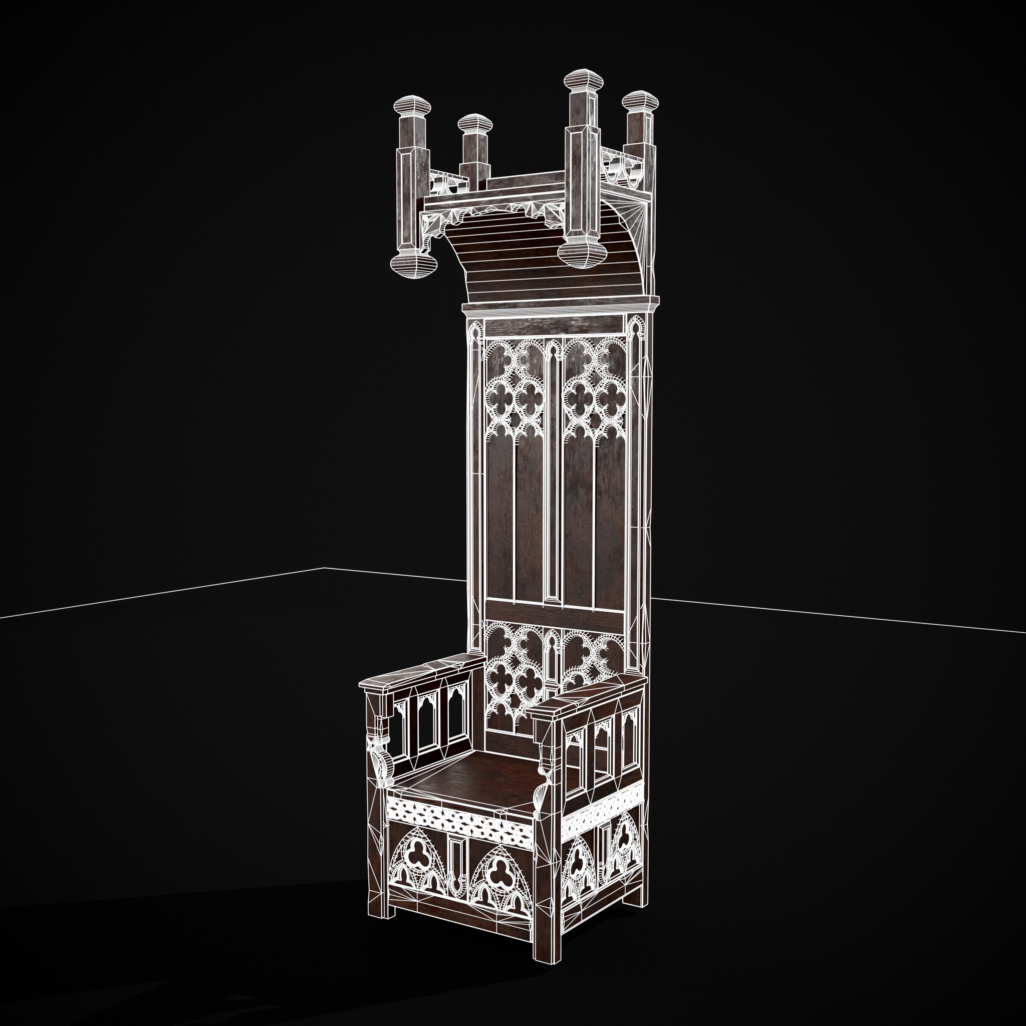 Medieval Wooden Antique Gothic Throne - 3D Model by Get Dead Entertainment
