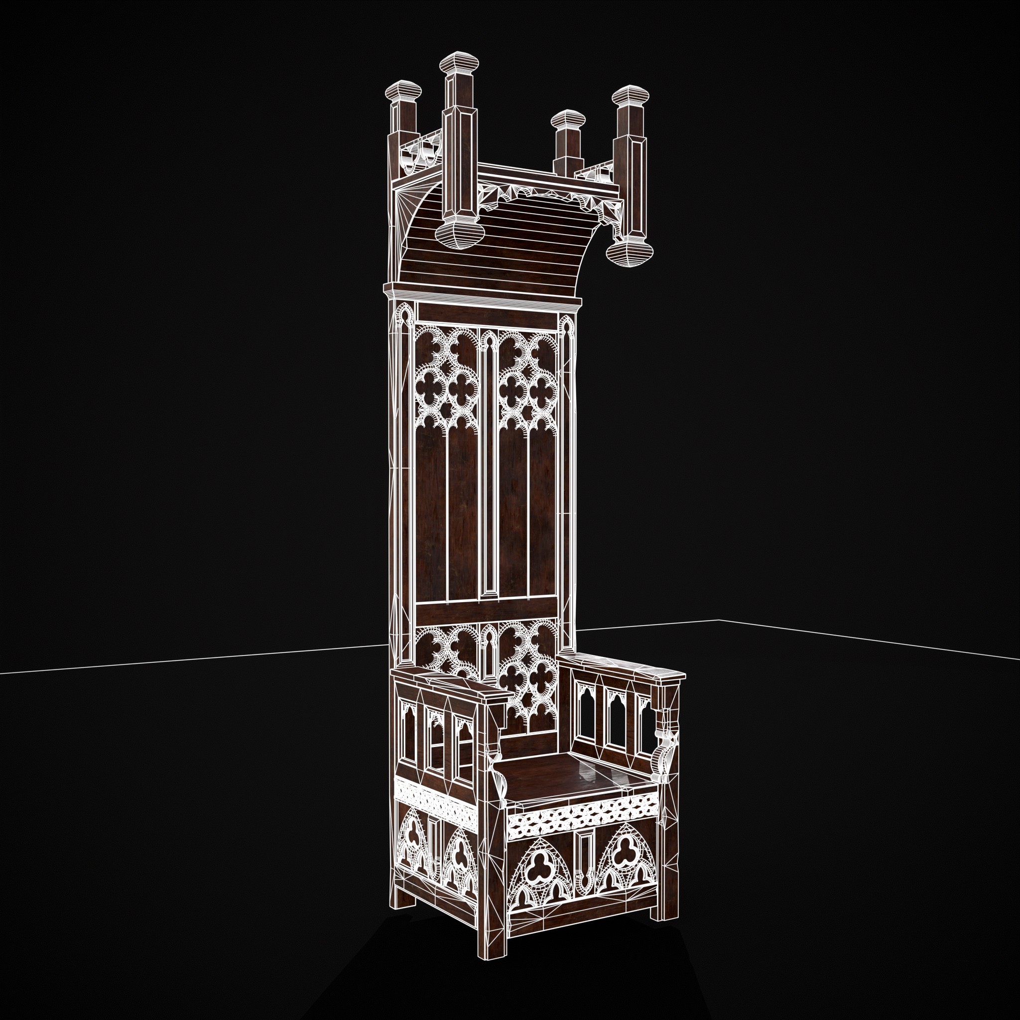 Medieval Wooden Antique Gothic Throne - 3D Model by Get Dead Entertainment