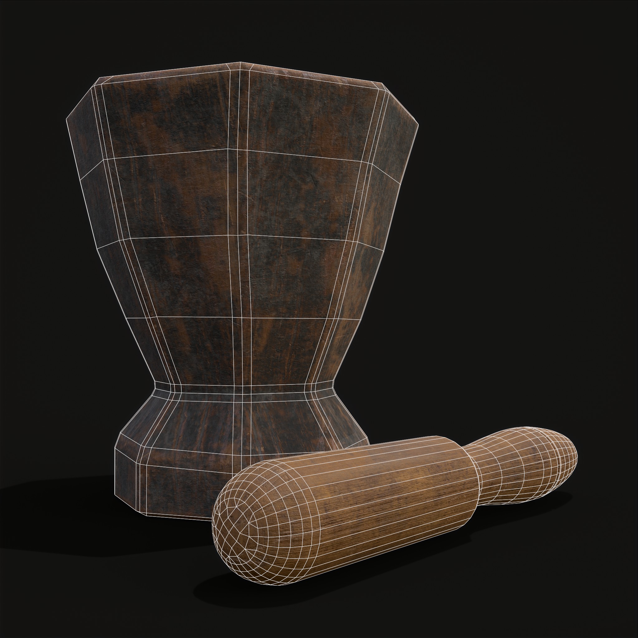 Medieval Wooden Mortar and Pestle - 3D Model by Get Dead Entertainment