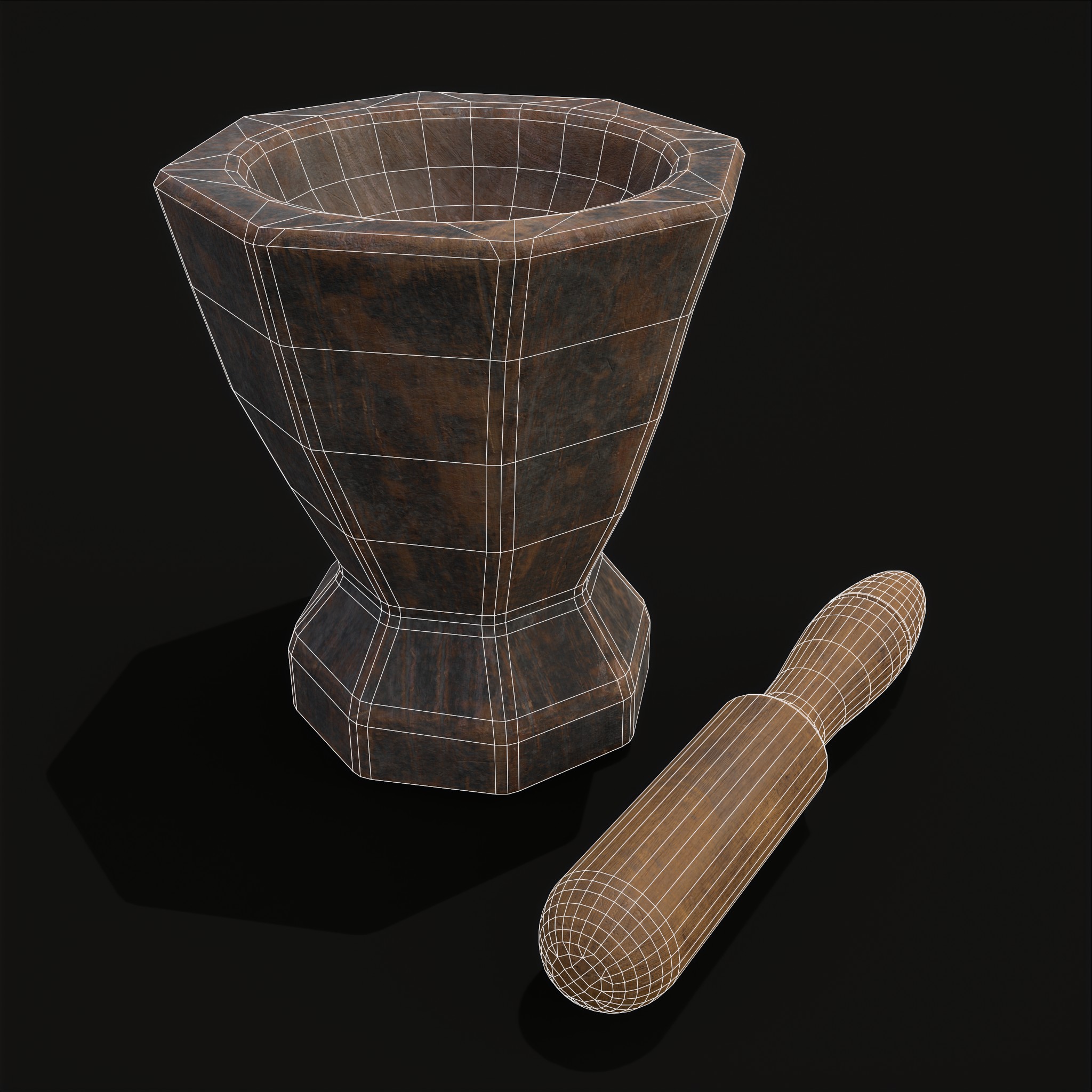 Medieval Wooden Mortar and Pestle - 3D Model by Get Dead Entertainment