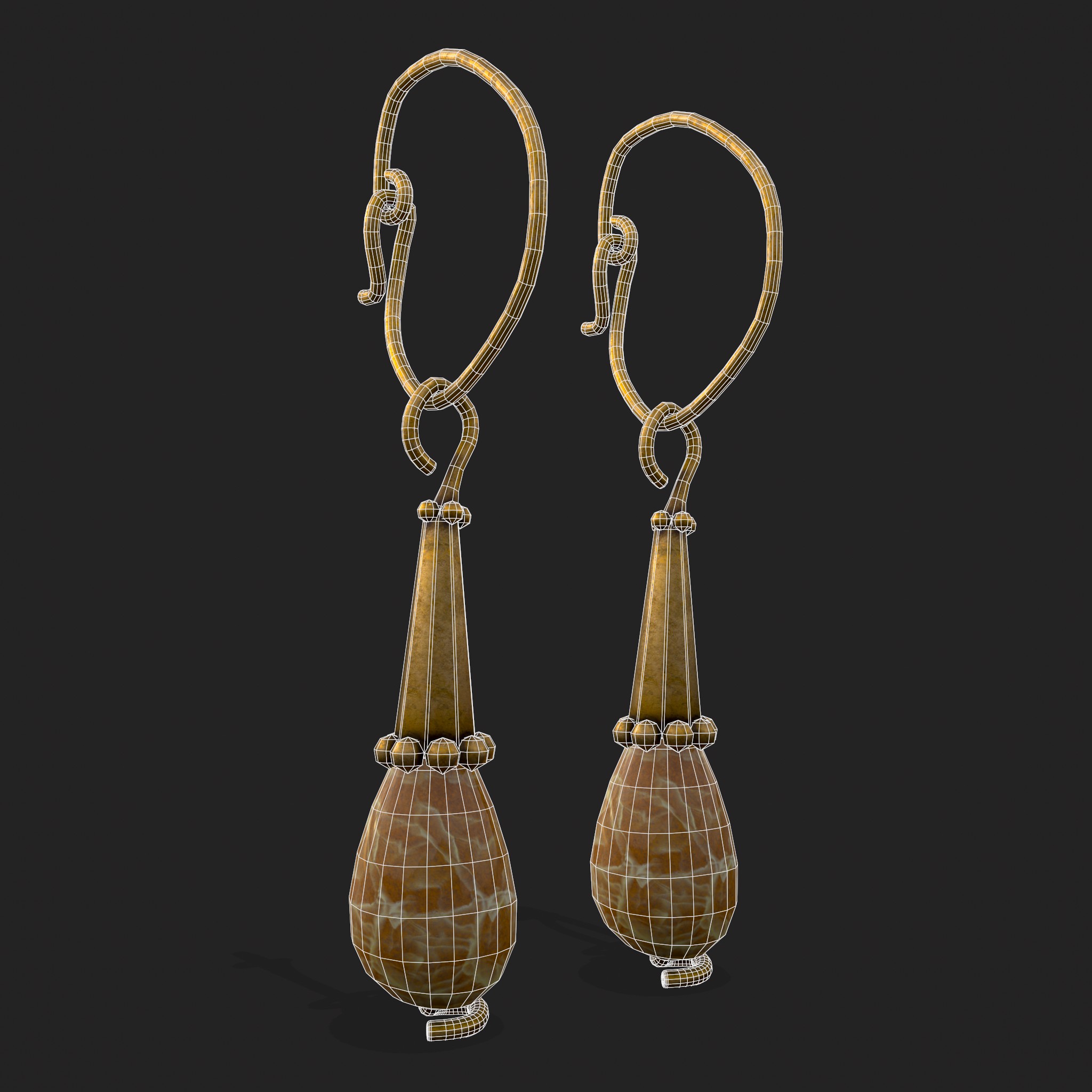 Medieval Yellow Quartz Hanging Earrings - 3D Model by Get Dead ...